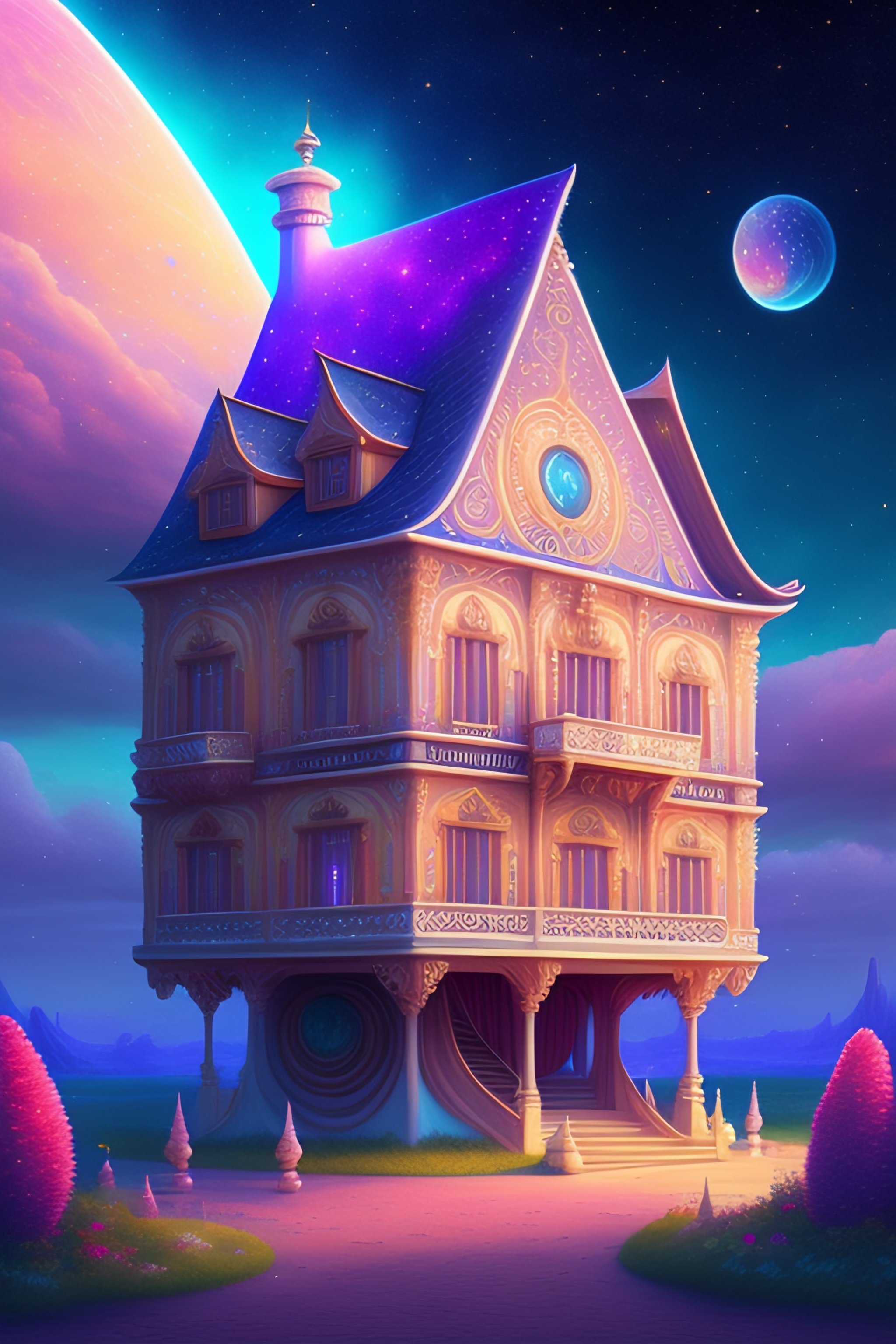 Lexica - A house in the middle of galaxy, universe fulfilling the ...