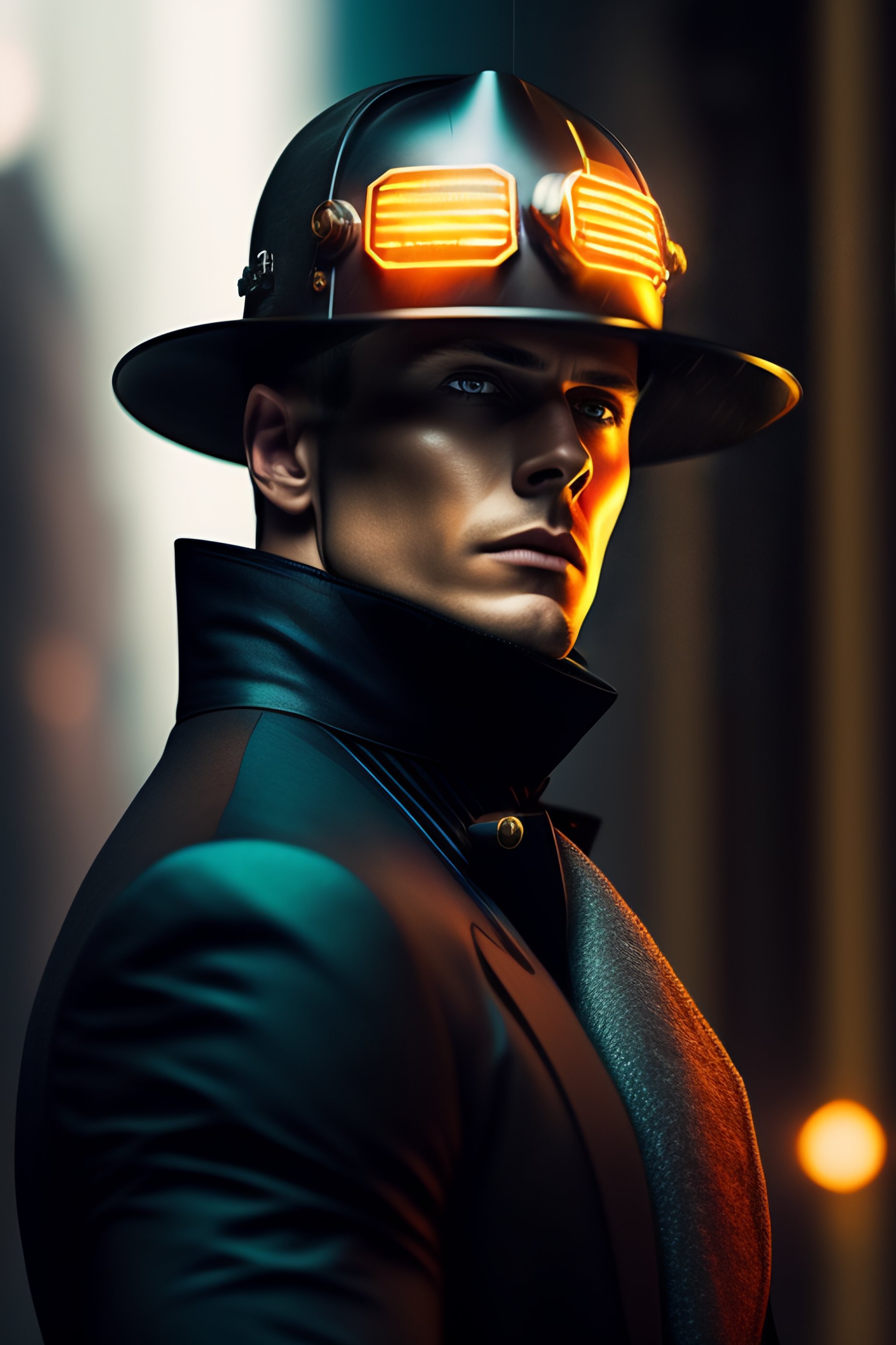 Lexica - A kingsman agent wearing a cyberpunk helmet