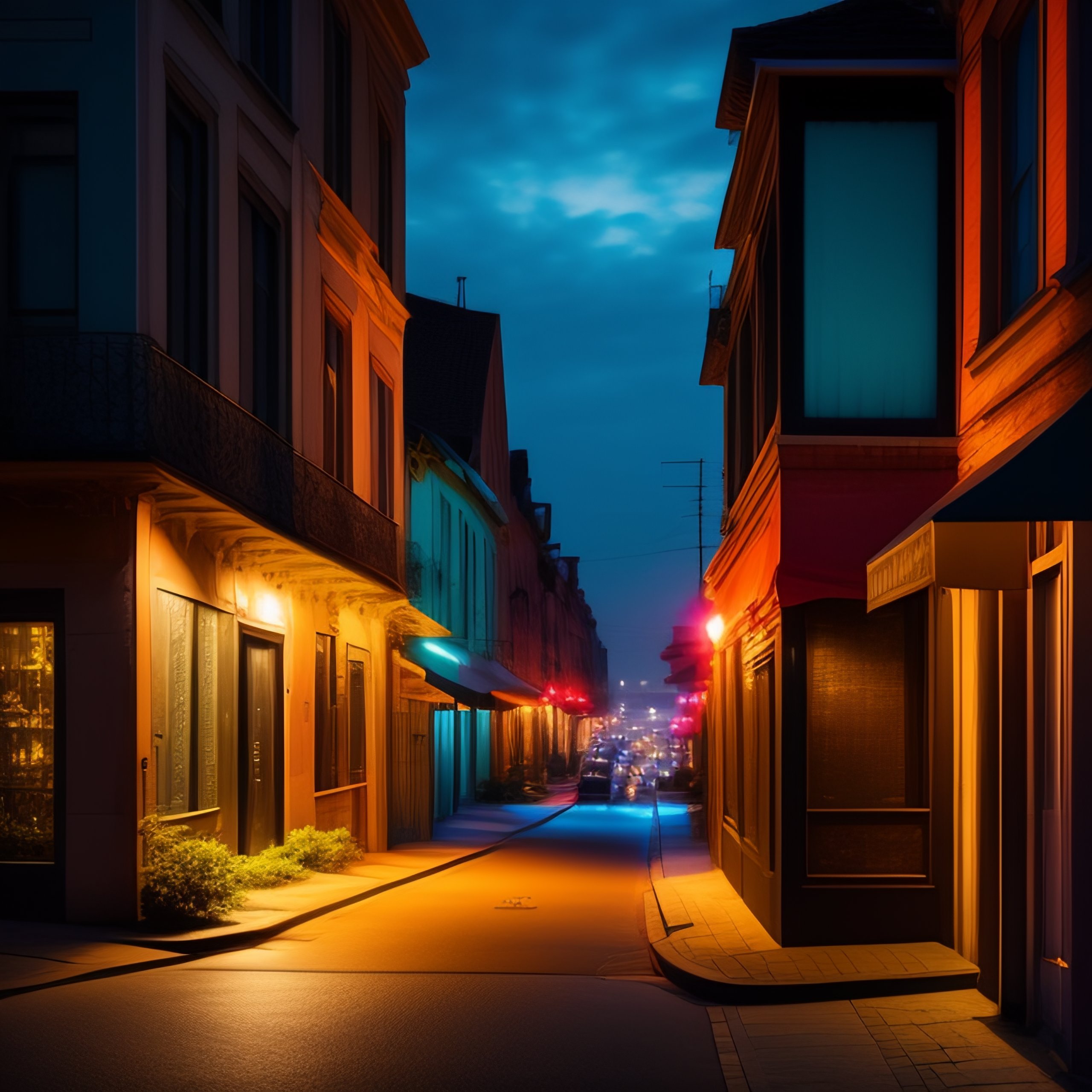 Lexica - Urban neighborhood at night, patina