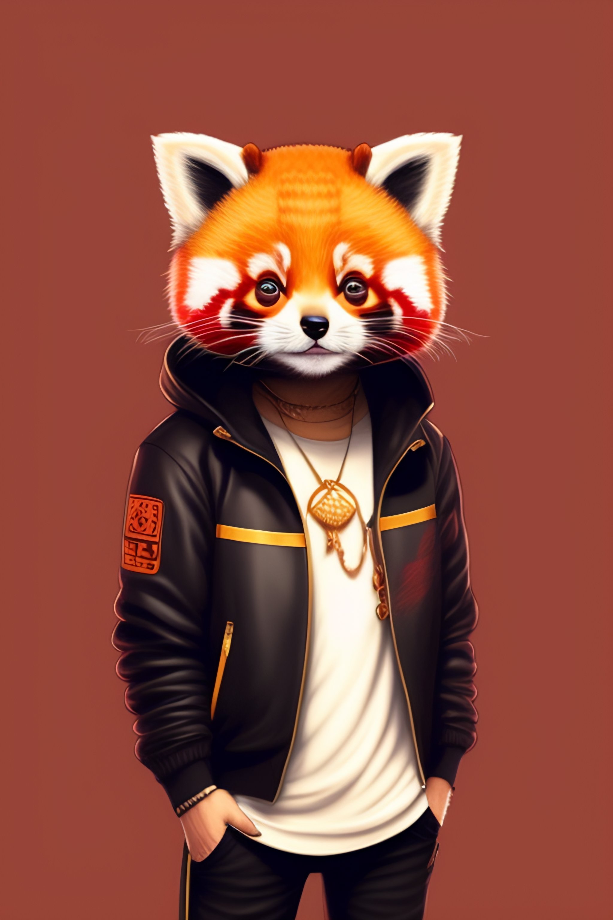 Lexica - Cute small humanoid cat red panda, , wearing urban street ...