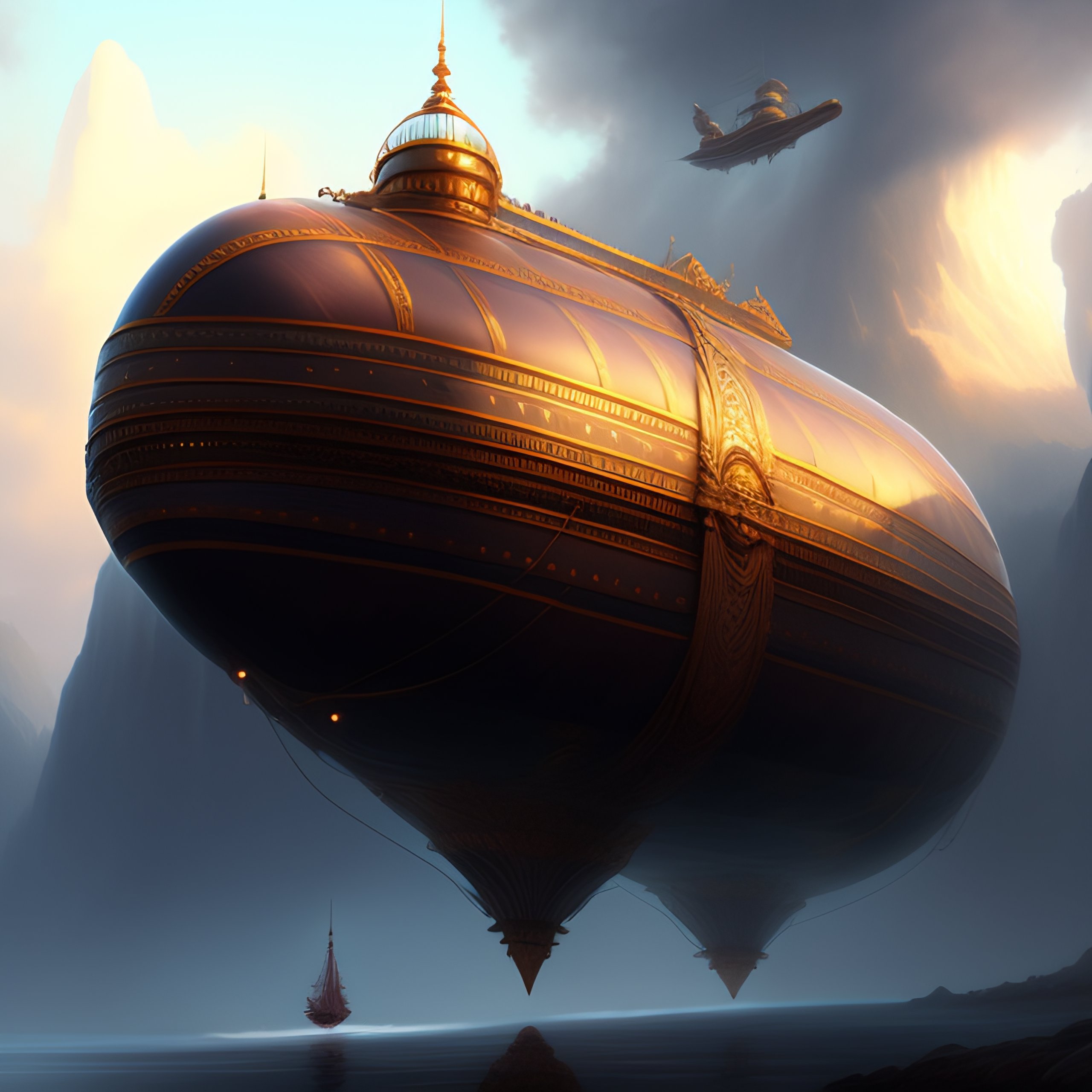 Lexica - A fantasy airship, epic fantasy, detailed, intricate, elegant ...