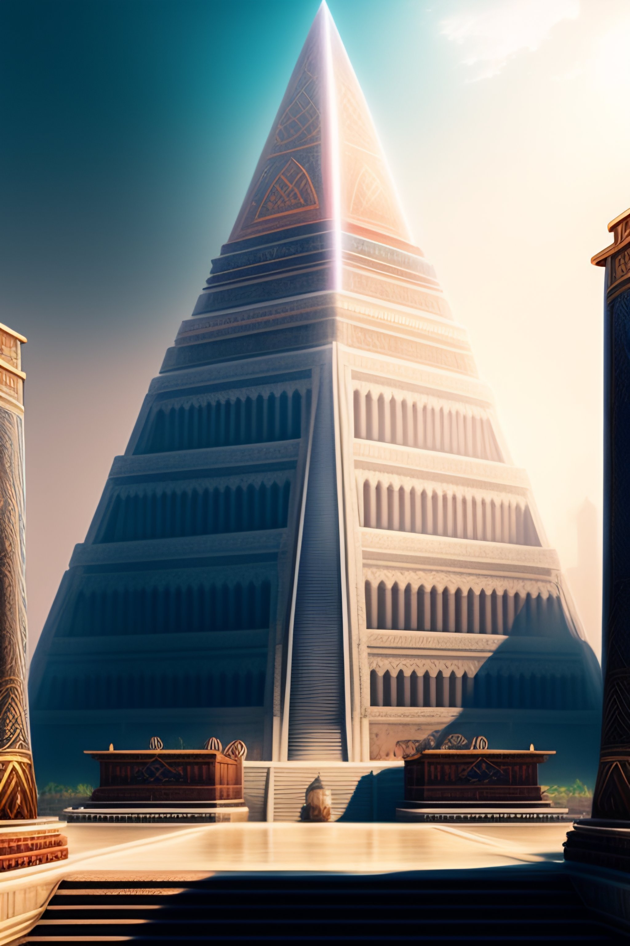 Lexica - A white glowing magical pyramid in the center of an ancient ...