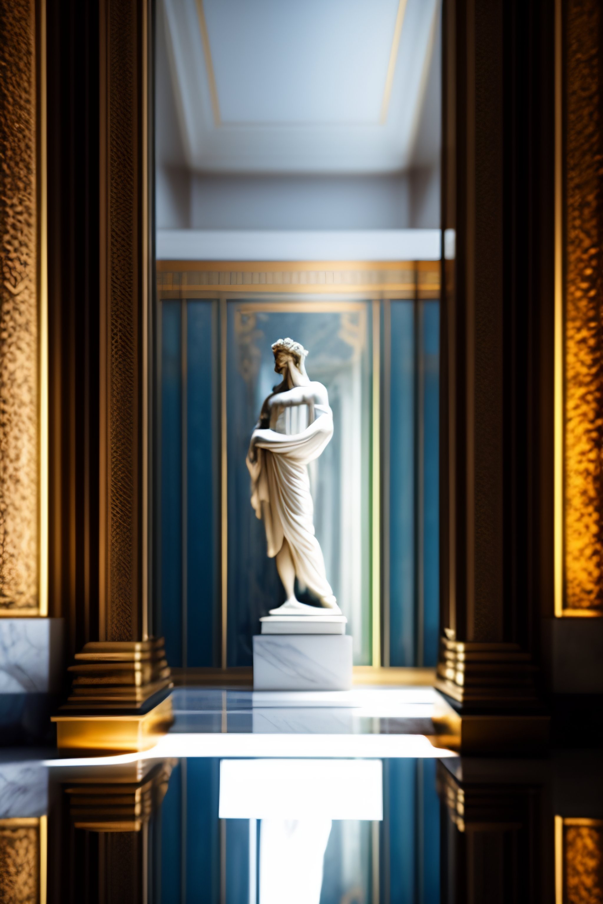 Lexica - Photo of a bronze statue of da vinci's david, gleaming ...