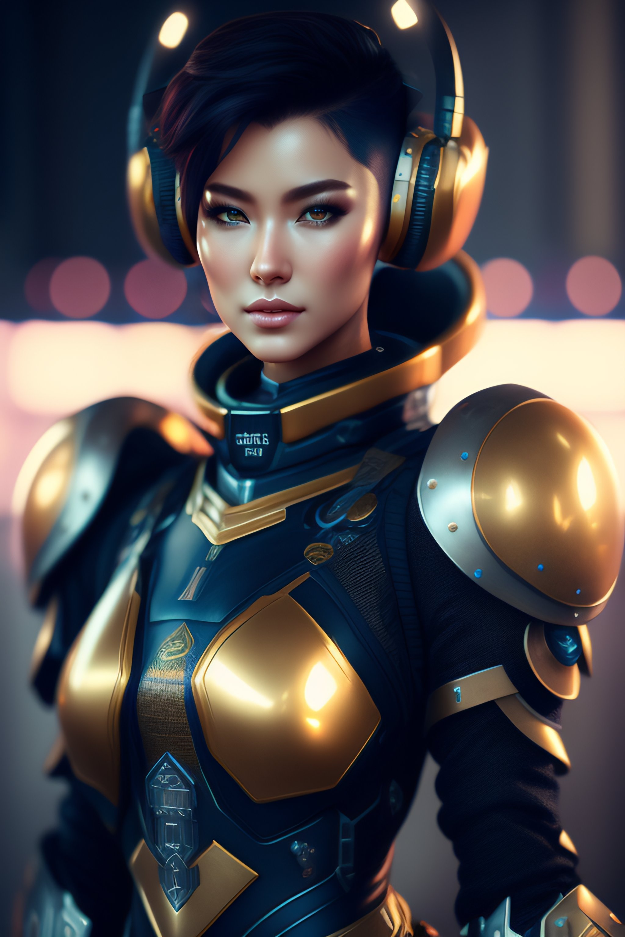 Lexica - Mech punk armour with short hair girl, battle status, hyper ...