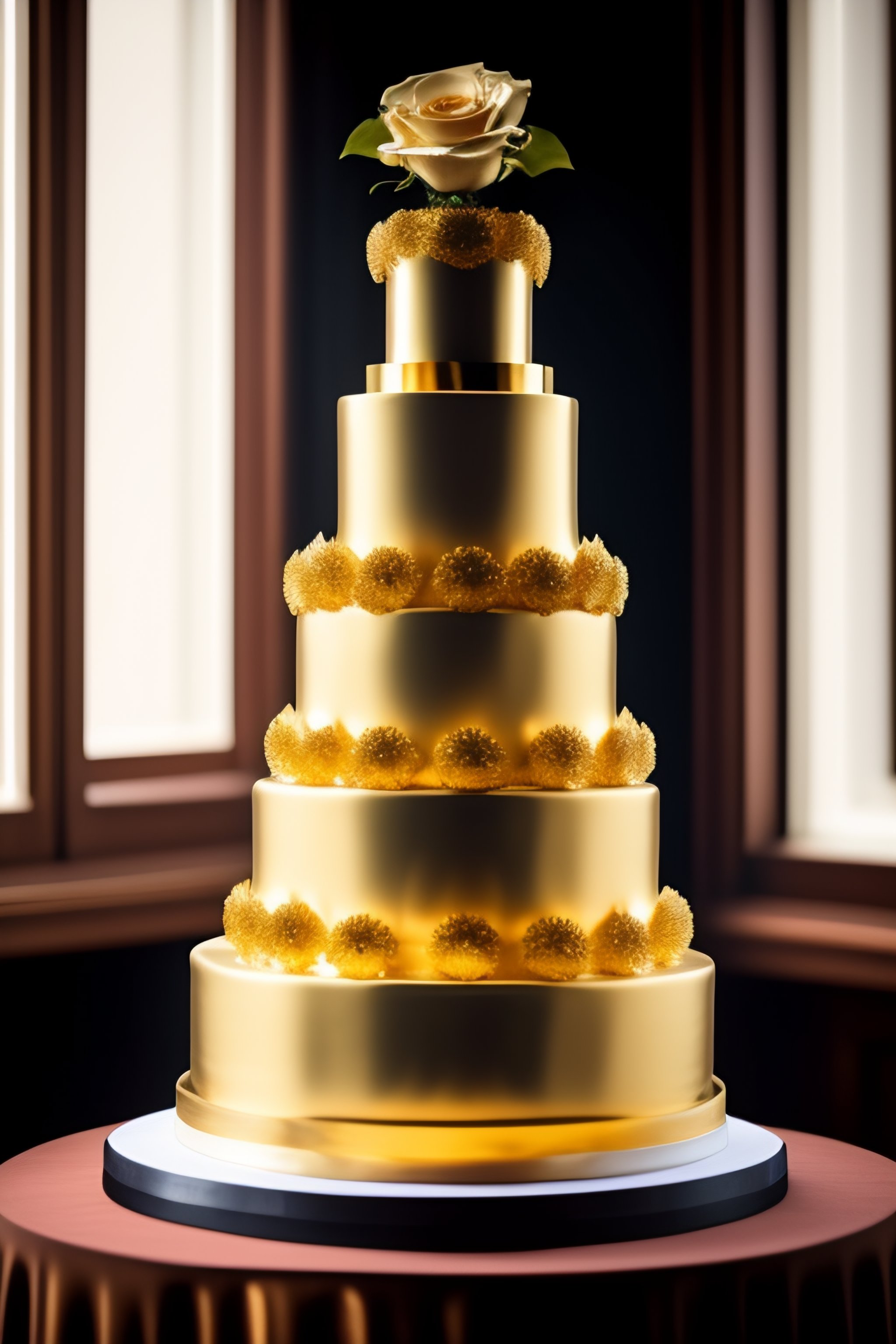 Lexica - 7 tier golden wedding cake with roses