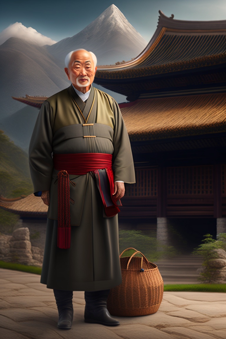 Lexica - Portrait of an old zen master and farmer man in a Chinese ...