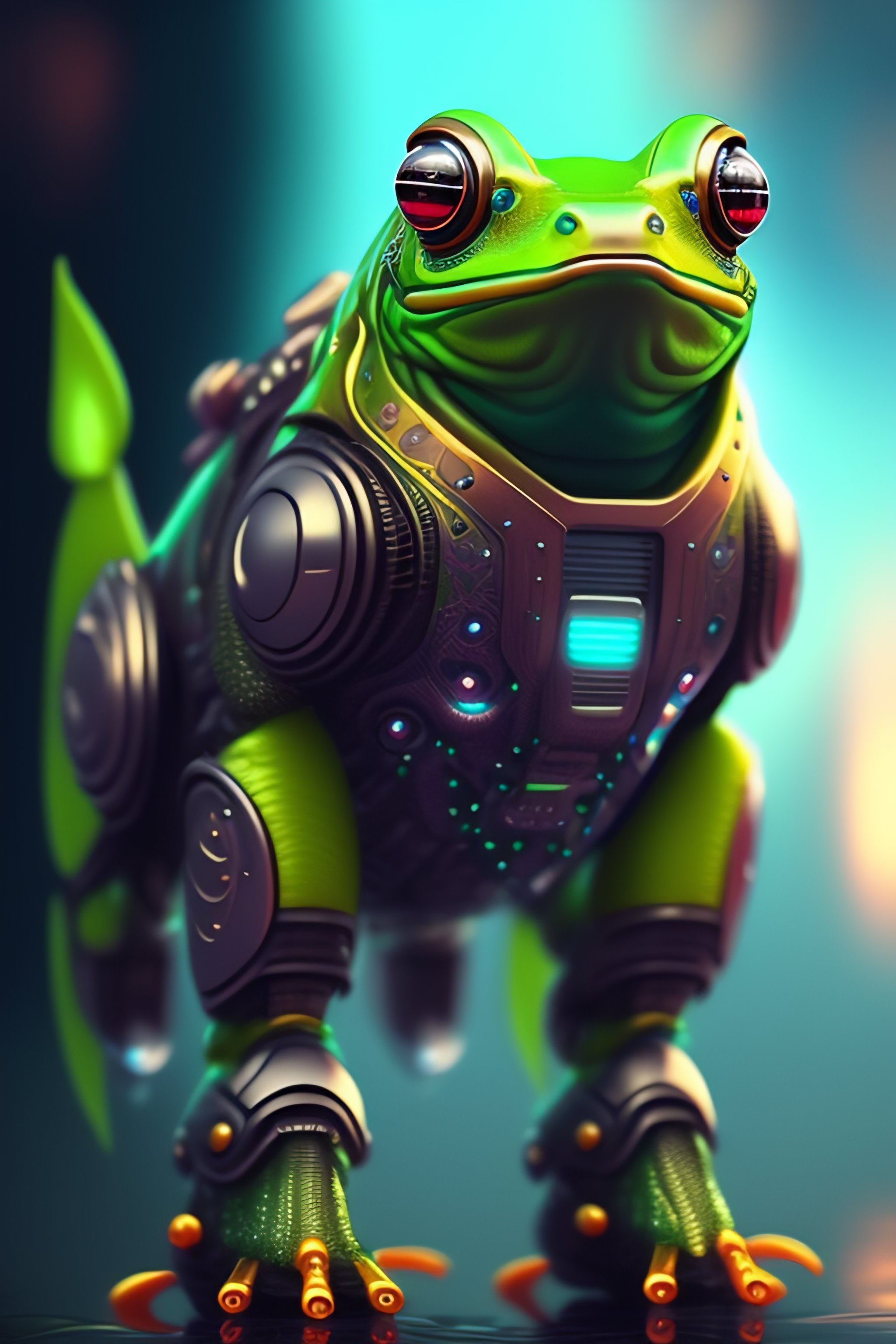 Lexica - Cyberpunk style robot frog full body pristine