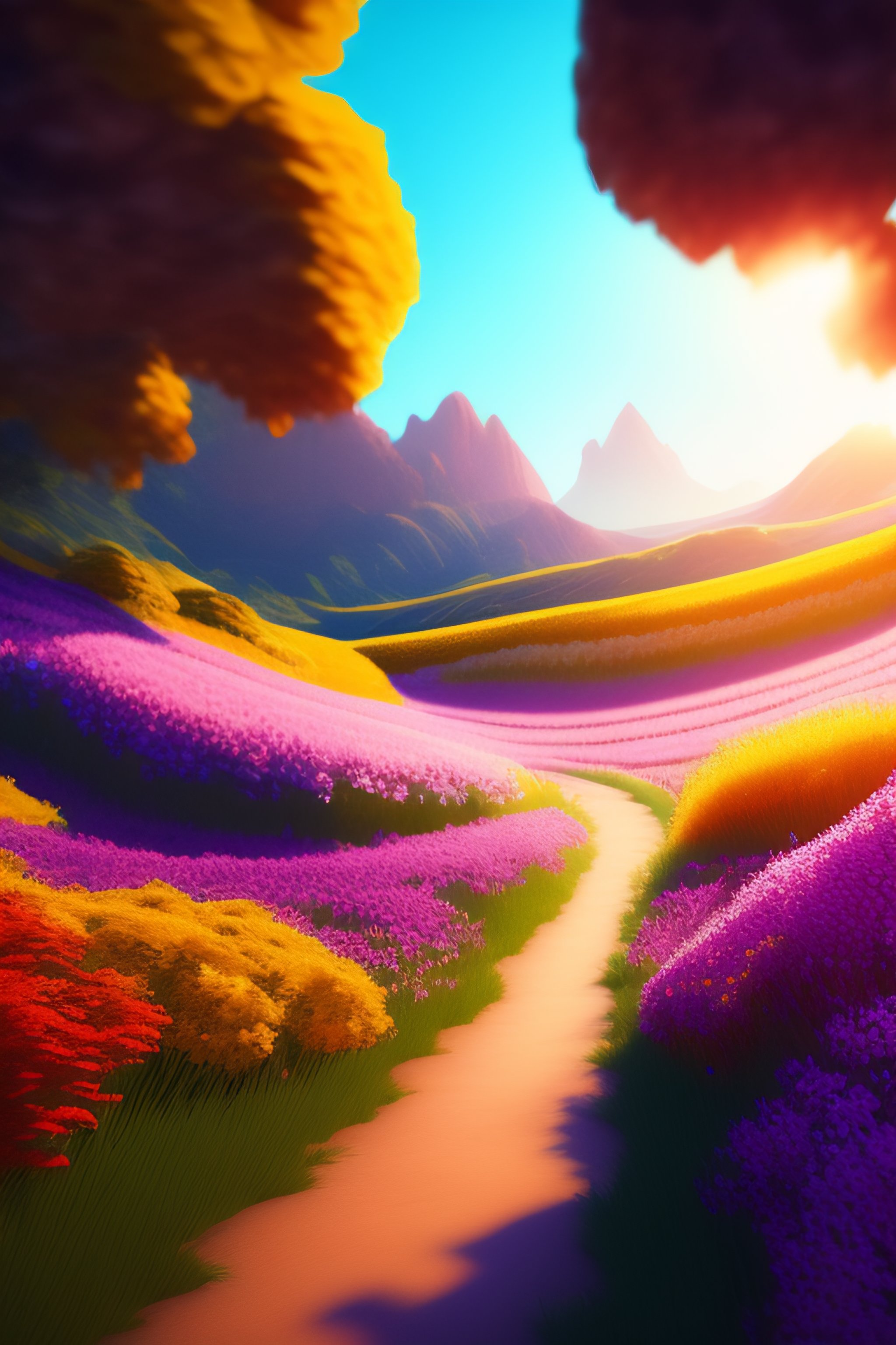 Lexica - Fish eye perspective! digital illustration of colorful rolling ...