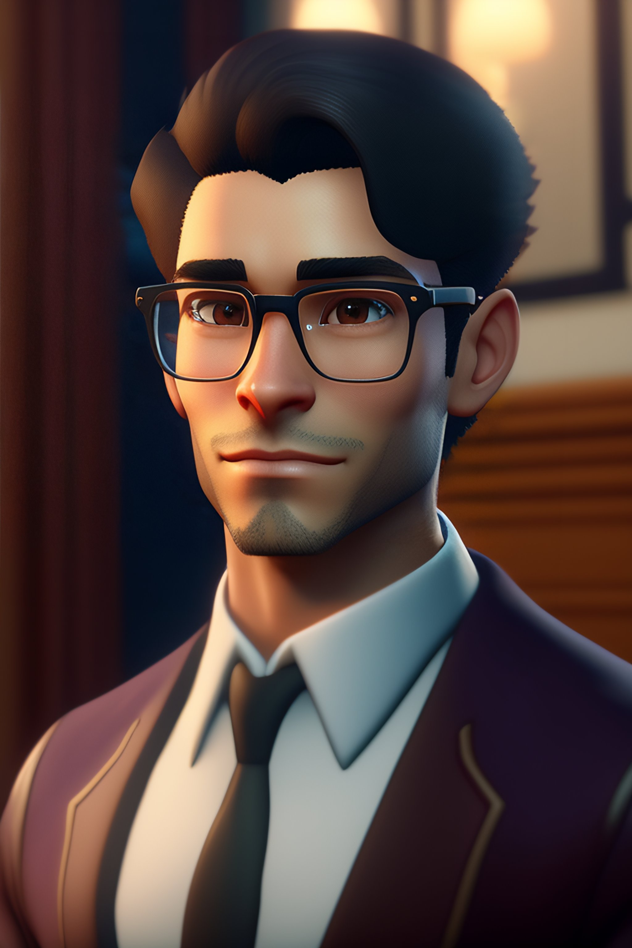Lexica - A male cute young teacher Avatar with glasses, Closeup, unreal ...