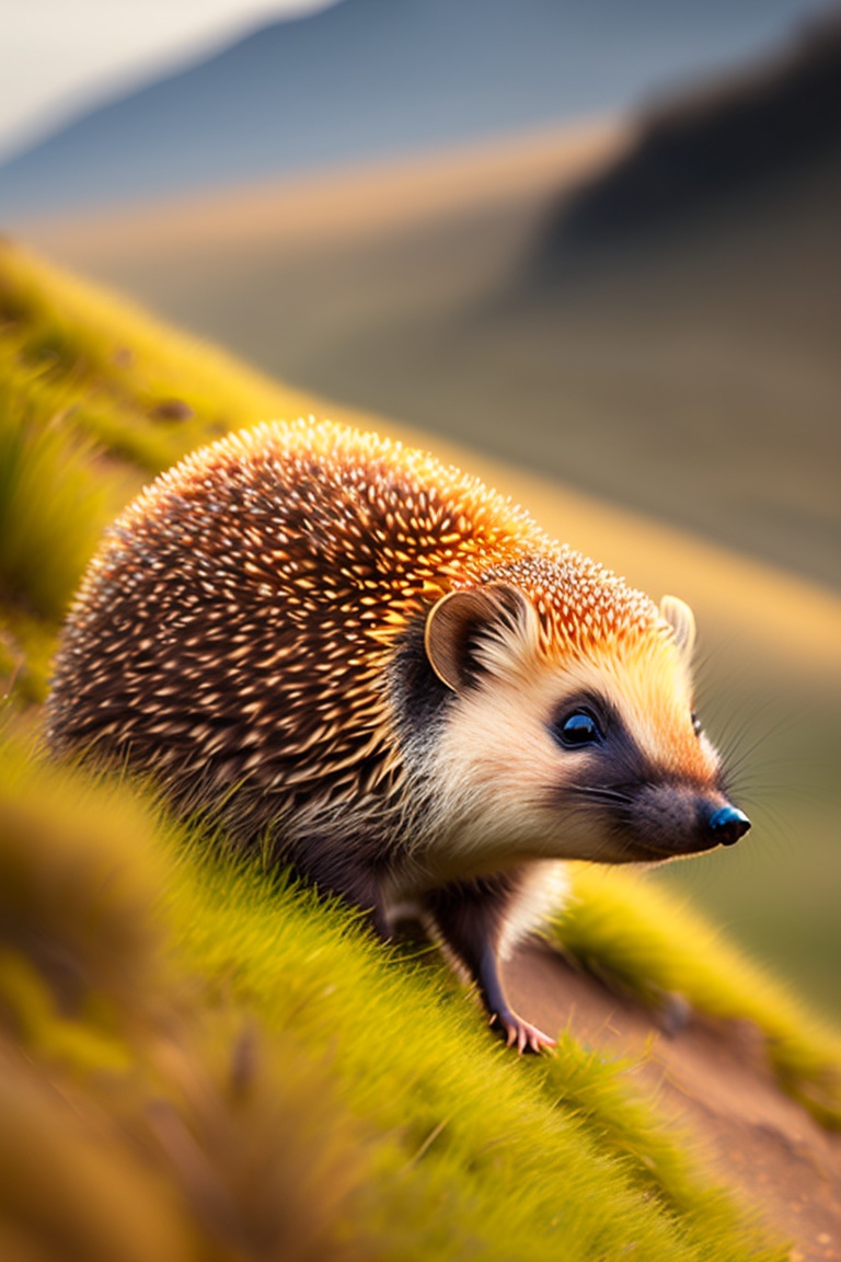 Lexica - A balled up hedgehog rolling clumsily down the slope of a hill ...