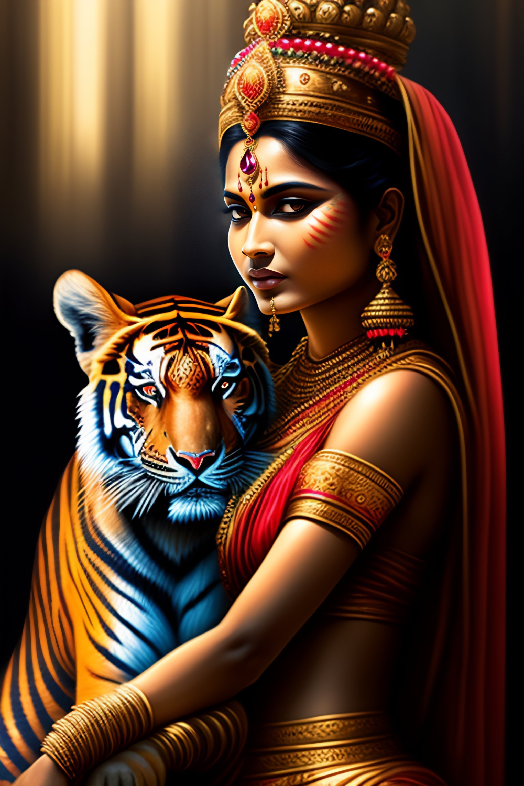 Lexica - Durga Goddess with tiger,