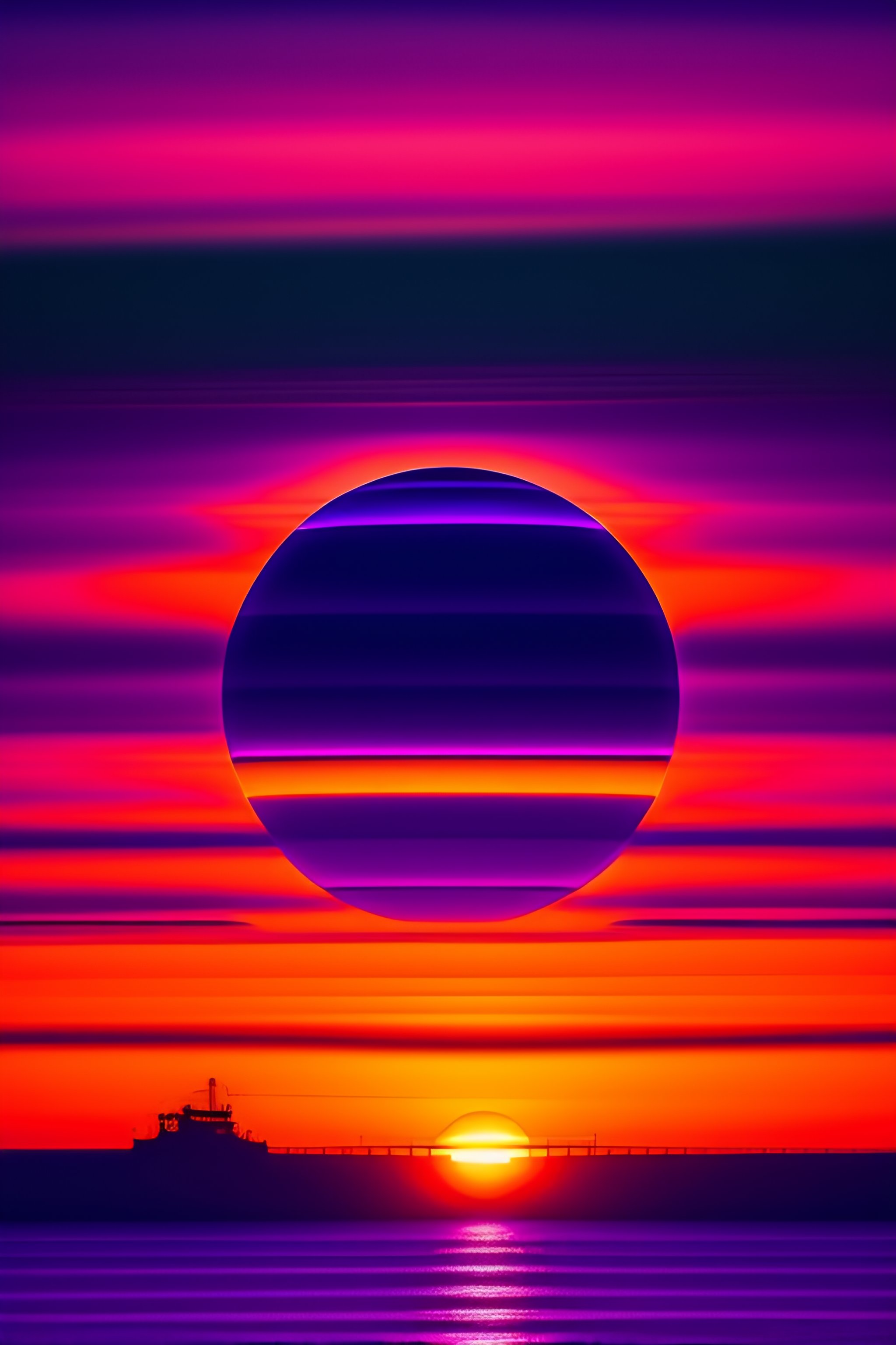 Lexica - Retro purple sunset big sun