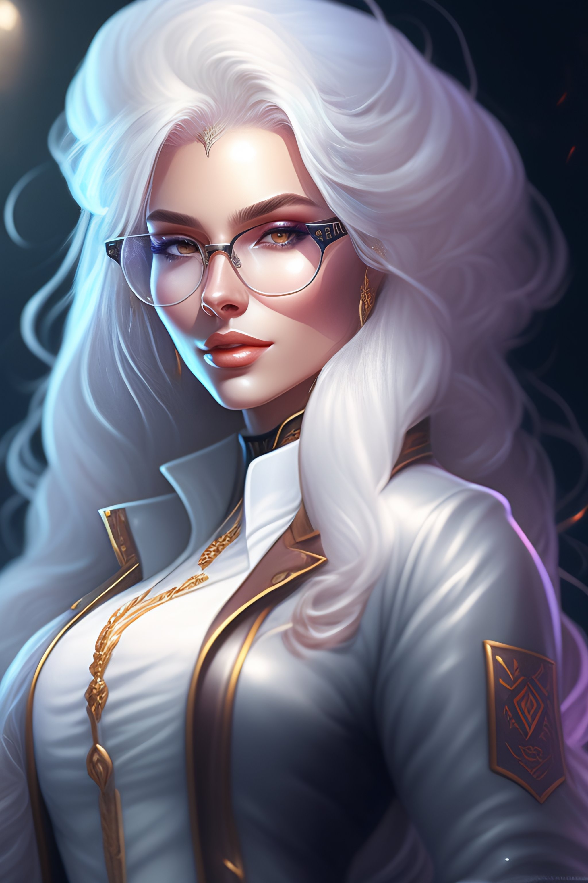 Lexica - A highly detailed illustration of beautiful long white haired ...
