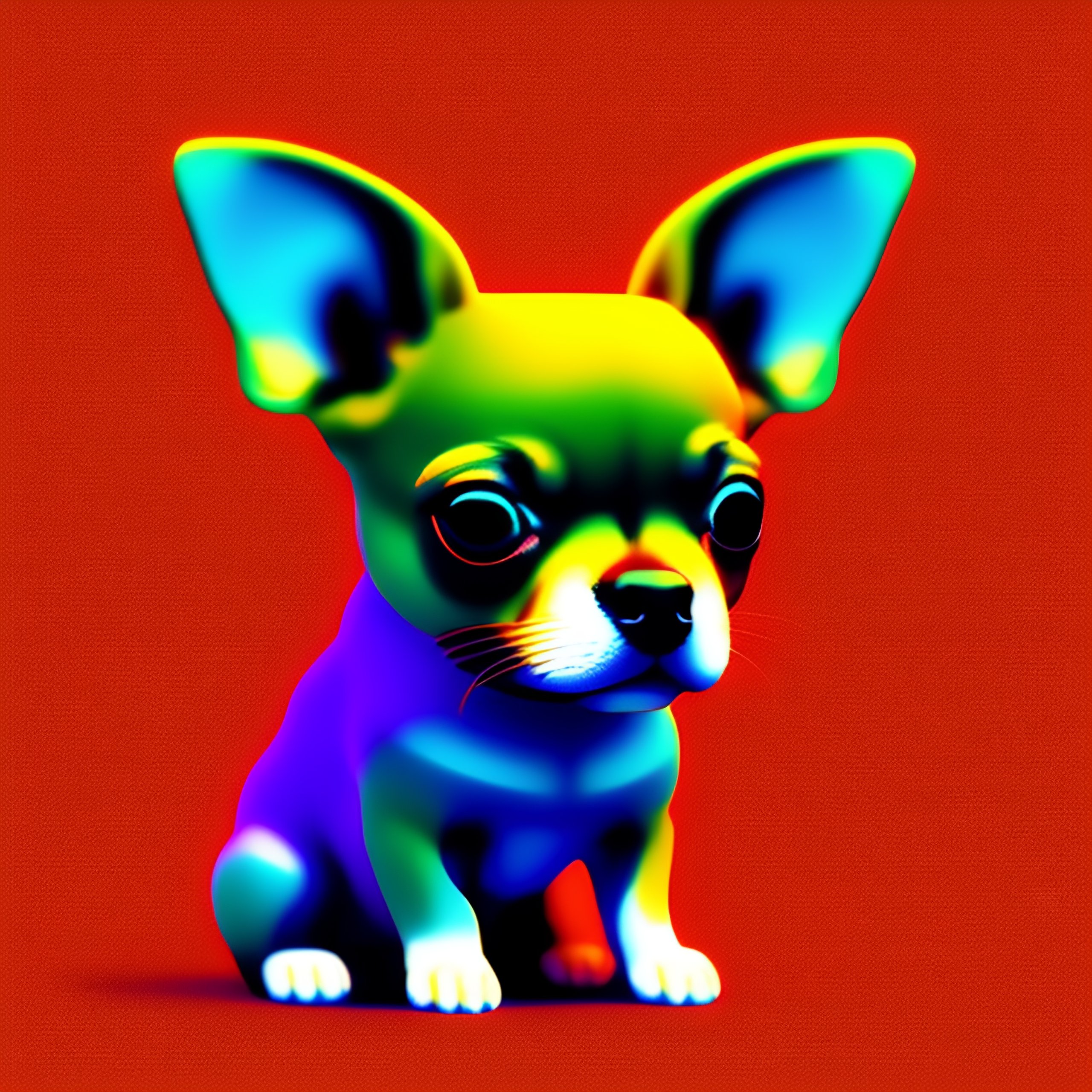 Lexica - A 3d plush burning cute cyberpunk chihuahua dog in front of ...