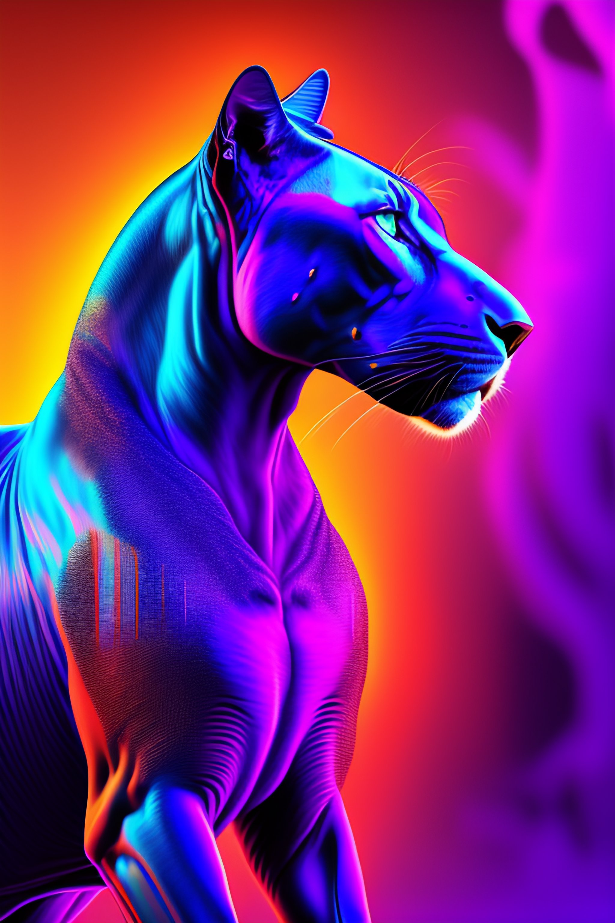 Lexica - Digital panther, retrowave palette, highly detailed ...