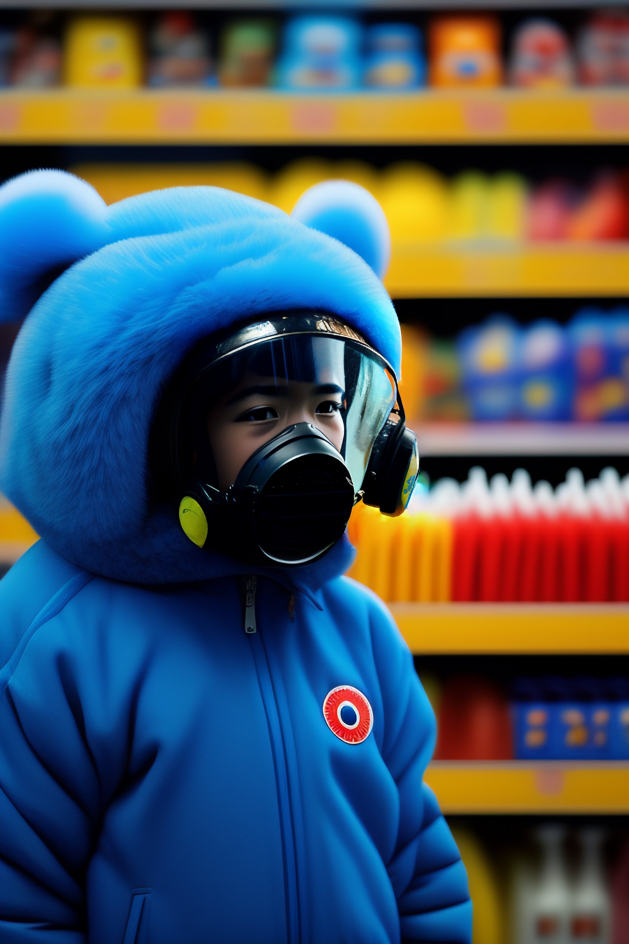 Lexica - A human in a gas mask with poppy liquid on a background with a ...