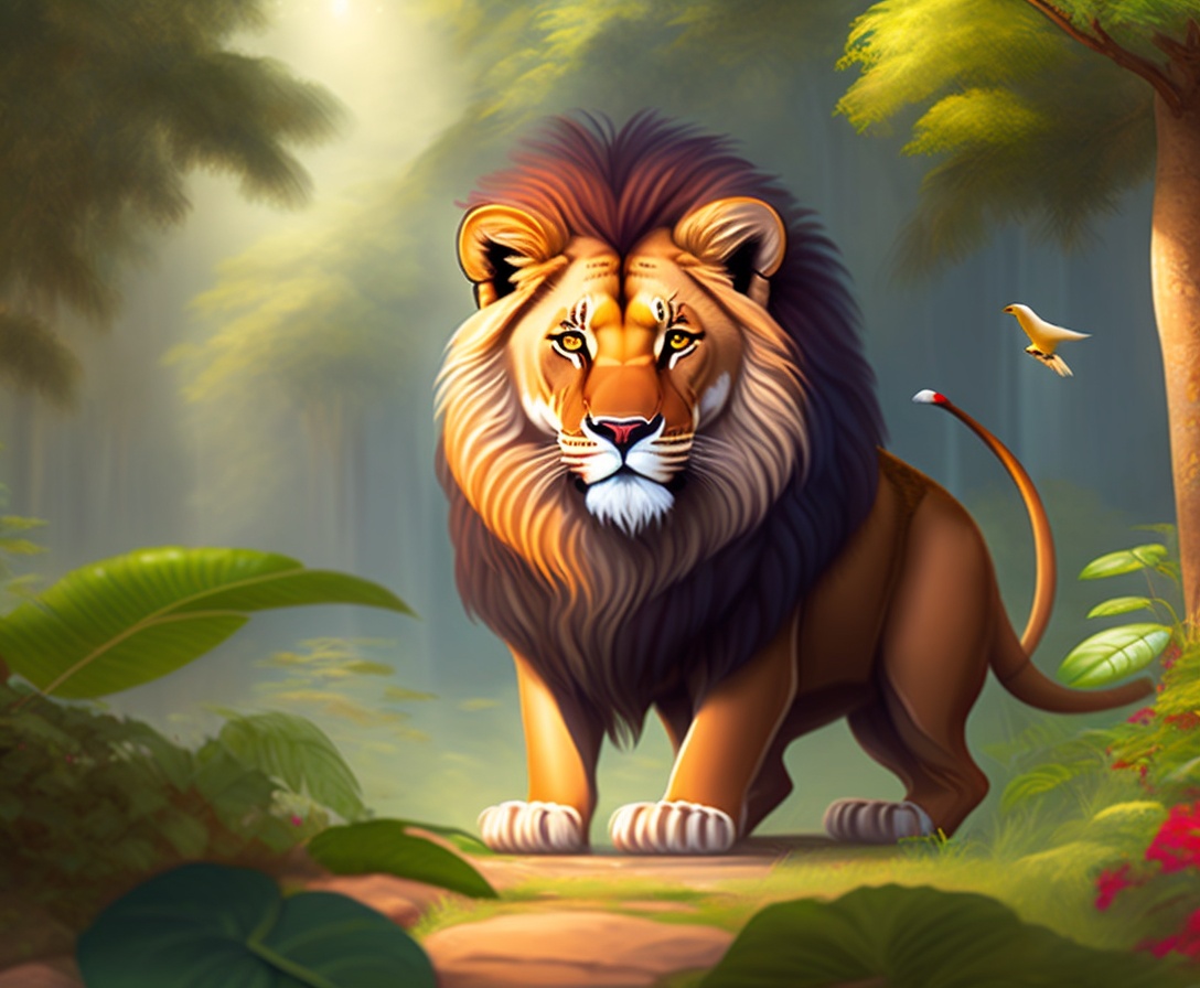Lexica - Describe the dense jungle where the mighty lion resides ...