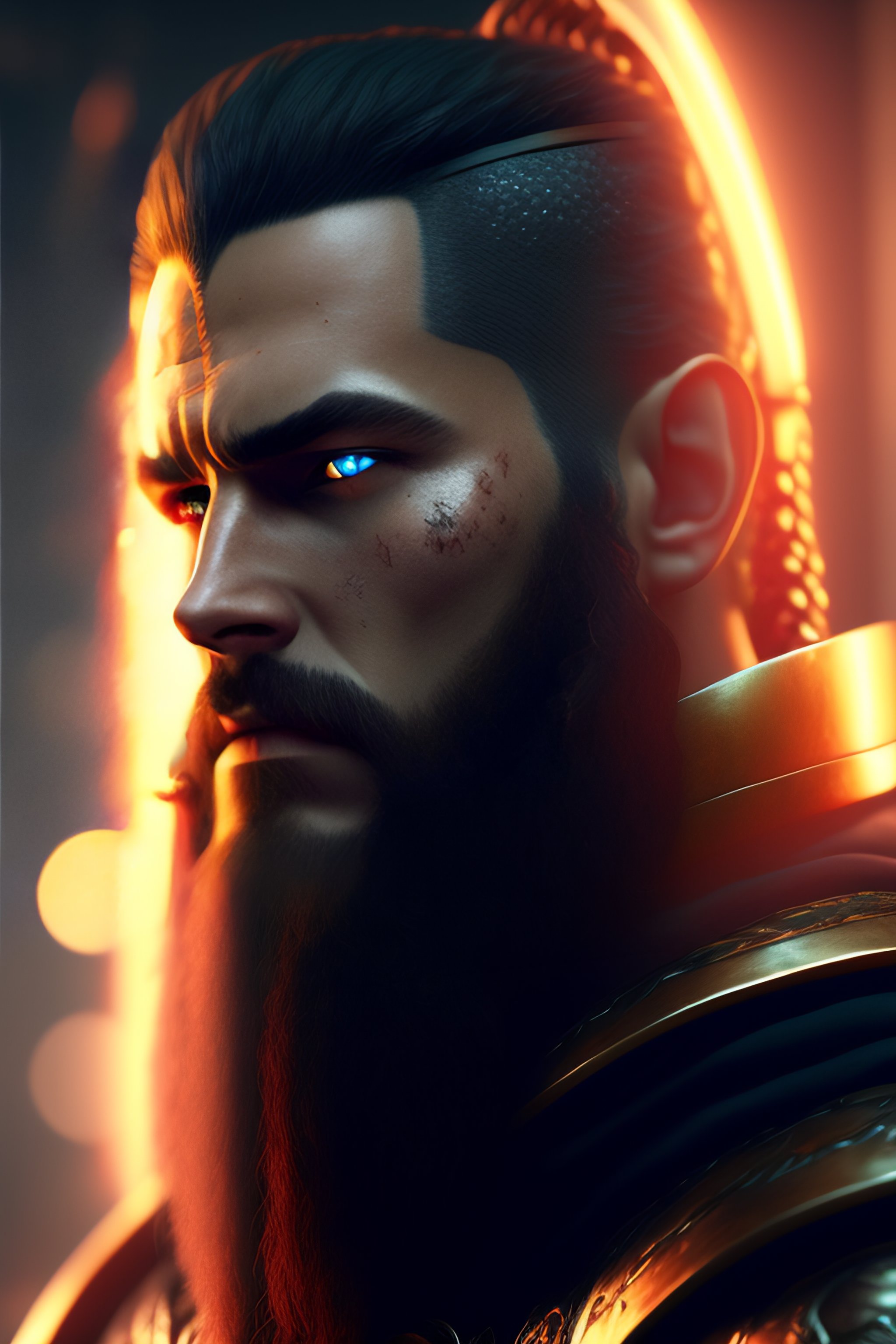 Lexica - Sci-Fi brave viking, scars on his face, with war hammer, with ...