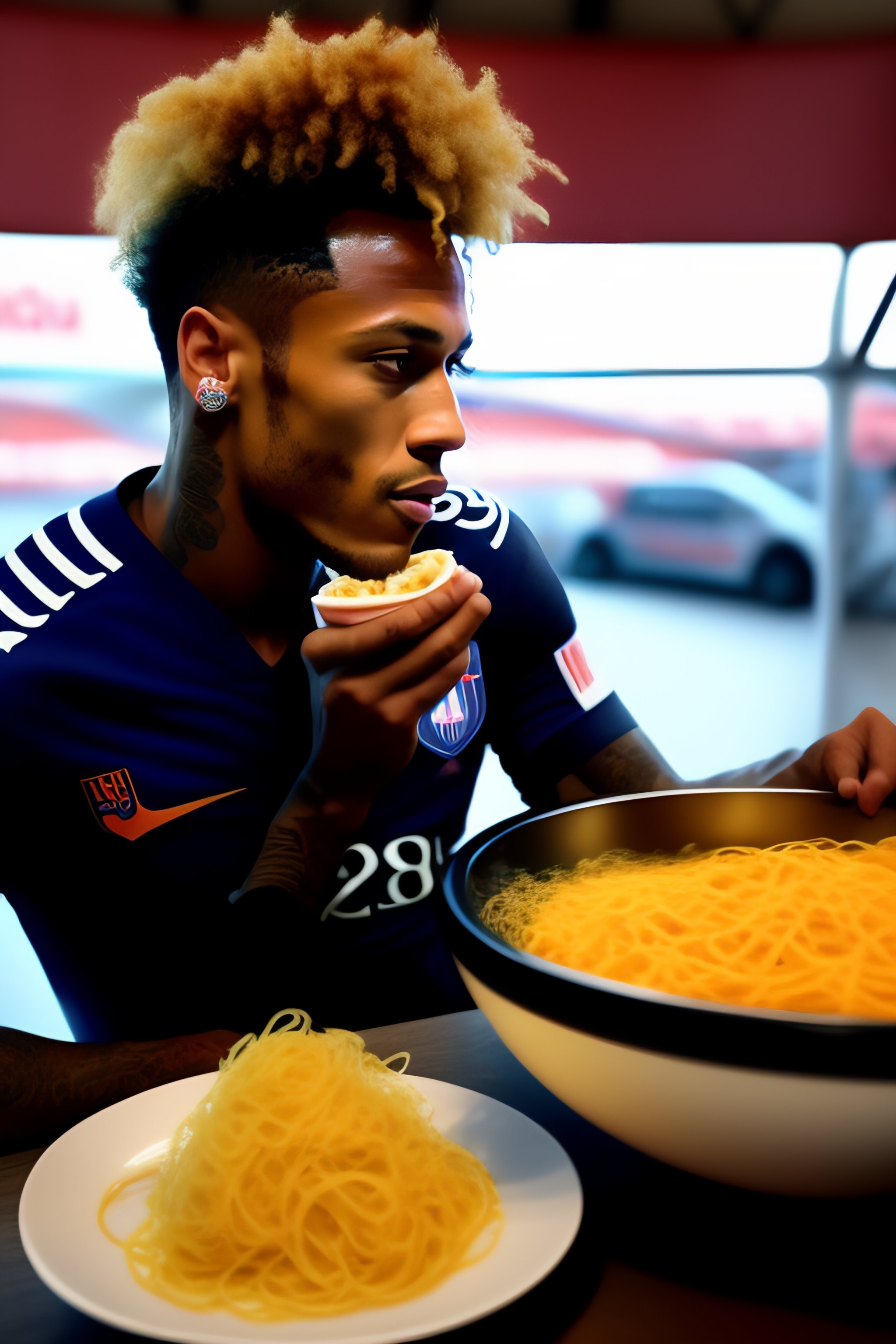 Lexica - Neymar eating pasta