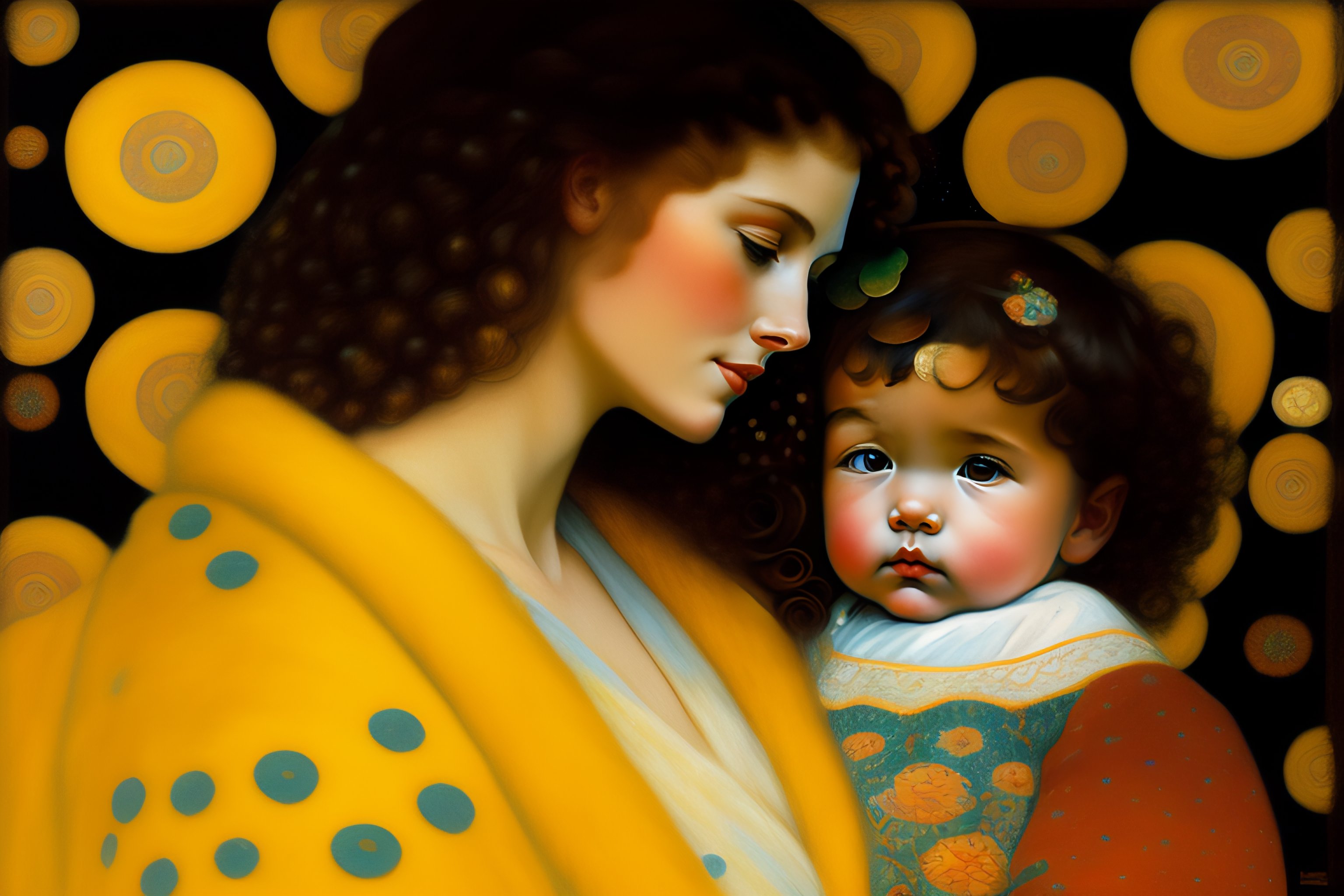 Lexica - Baby in mother's arms,Silhouette,2D,basic,by gustav klimt