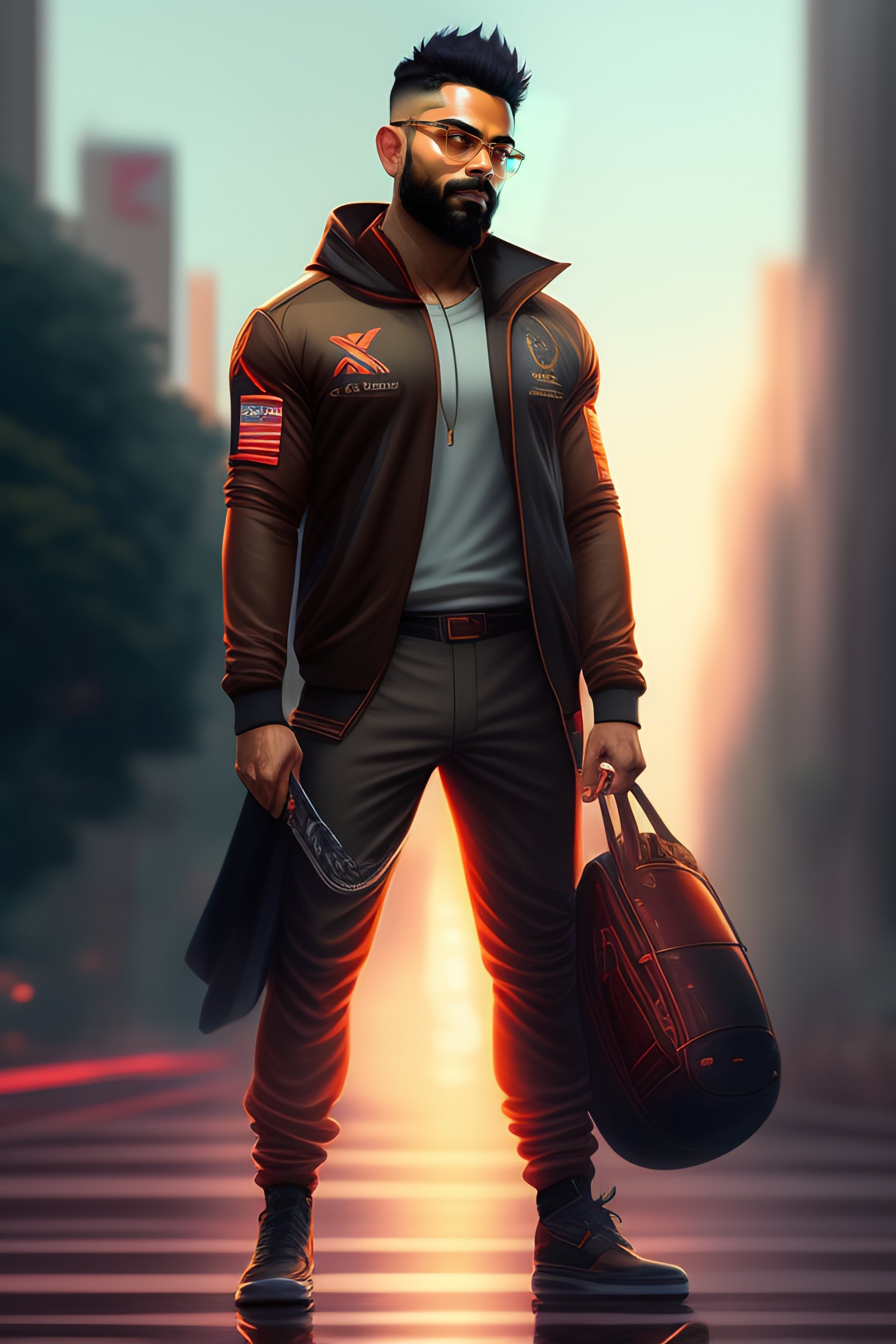 Lexica - Full body portrait of Virat Kohli as by dan mumford, yusuke ...