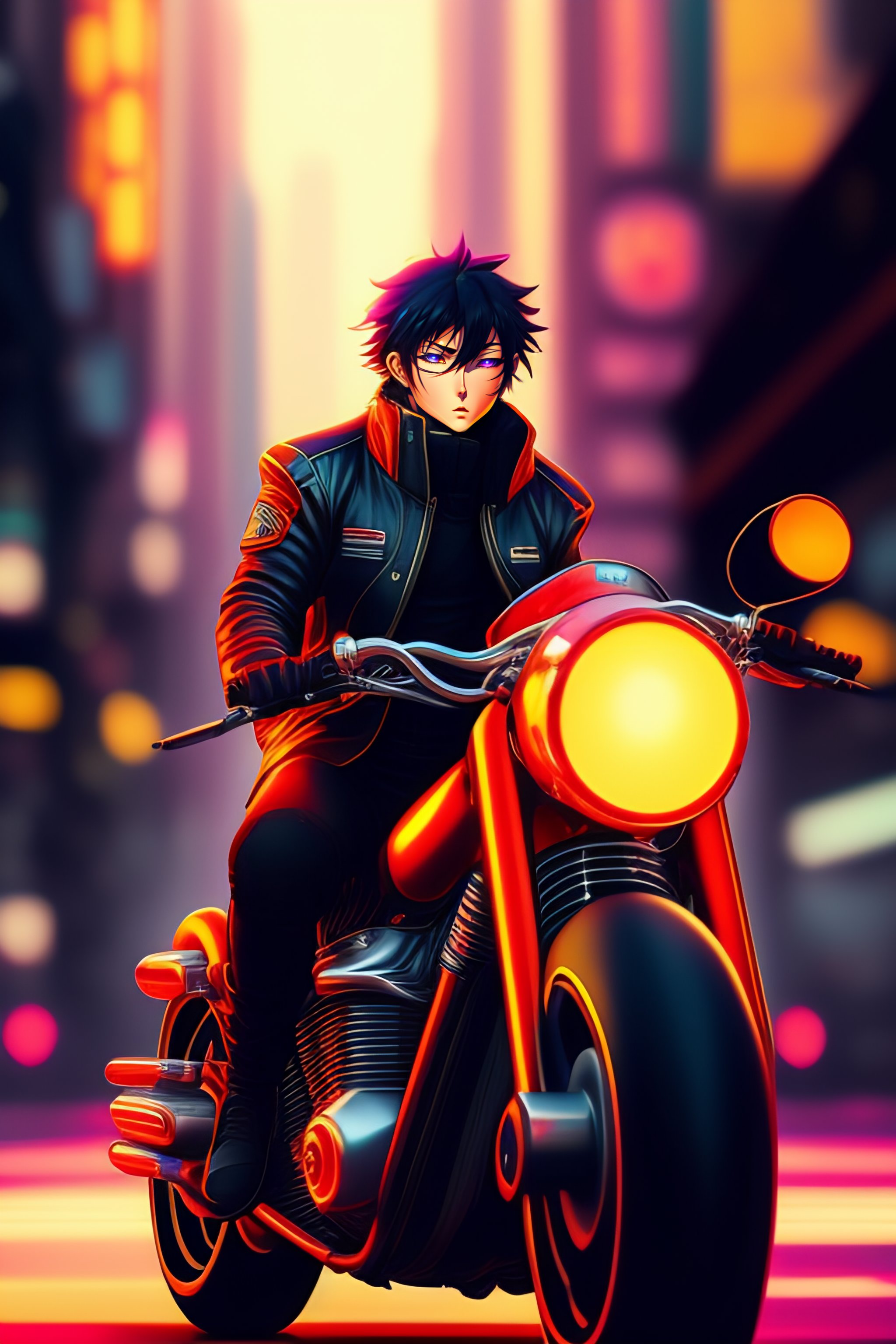 Lexica - Man on a futuristic motorcycle in anime akira style in a ...