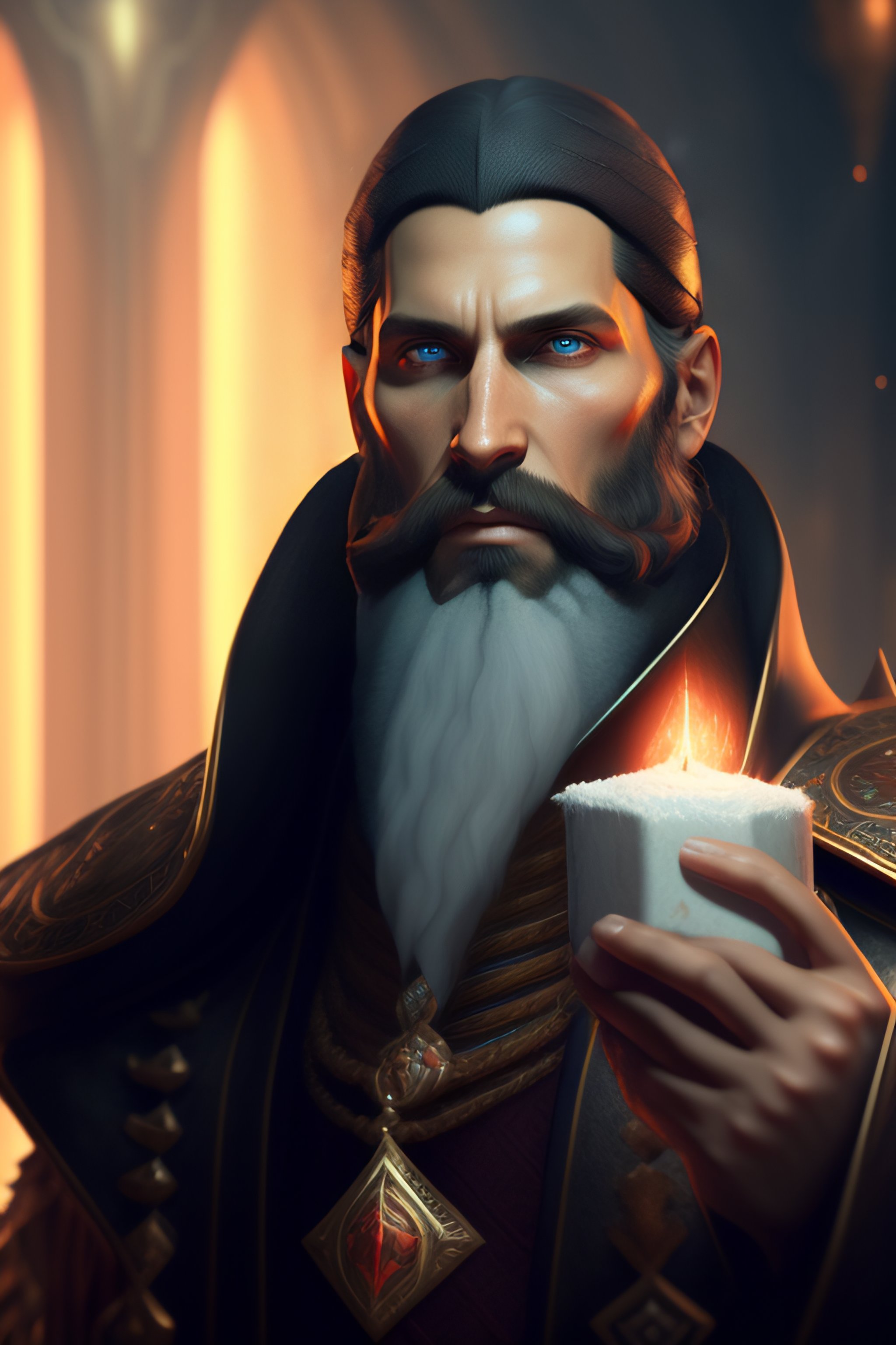 Lexica - Rasputin holding a leather pouch of white powder, necromancer ...