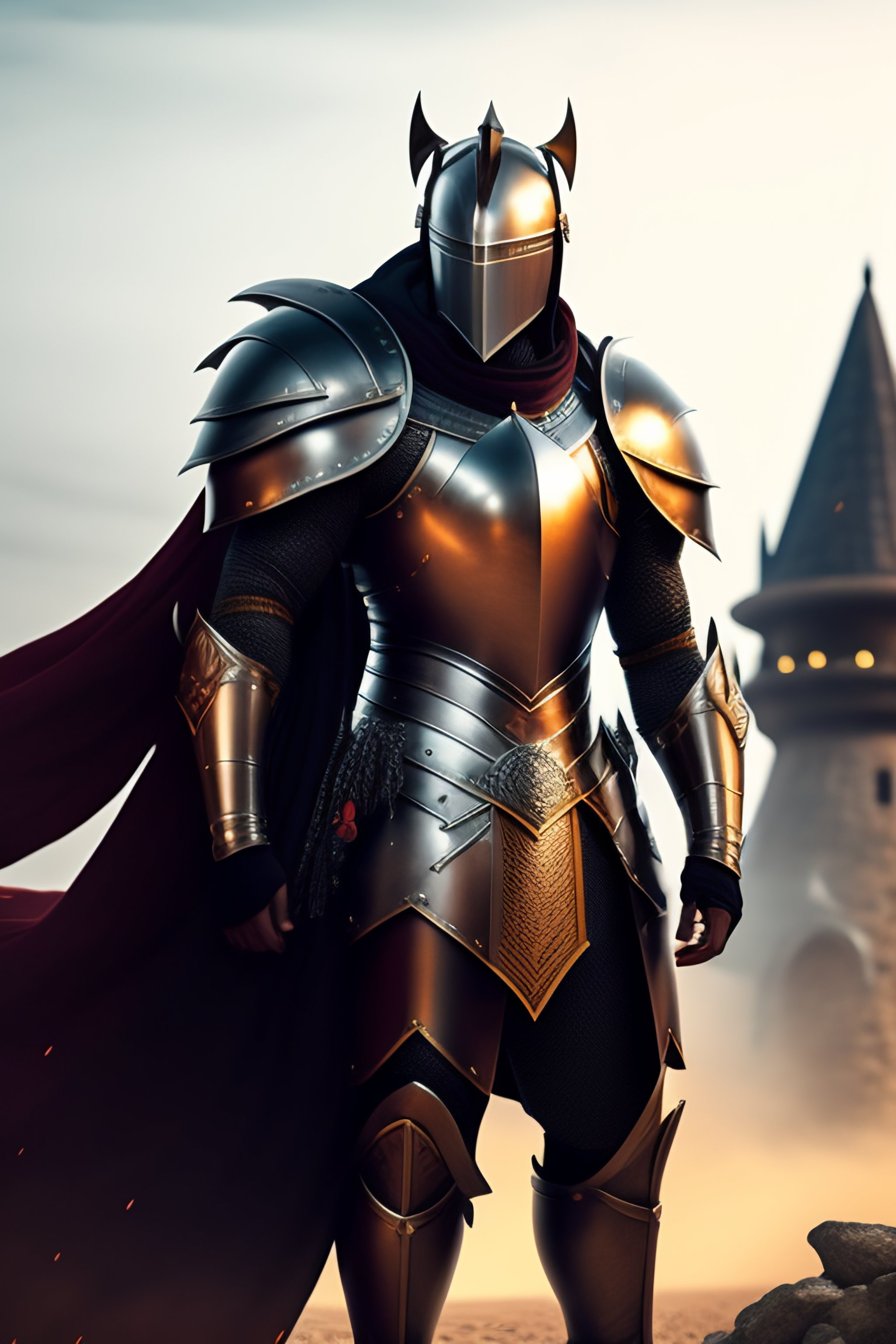 Lexica - Medieval knight with futuristic armor and electronic gadgets