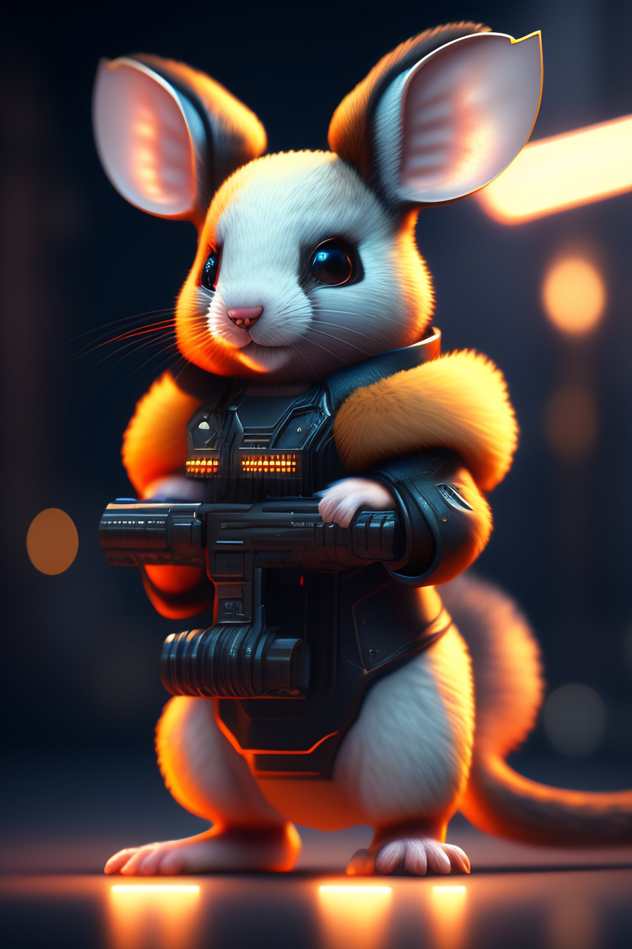 Lexica - High quality 3 d render very cute fluffy cyborg!! rat with ...
