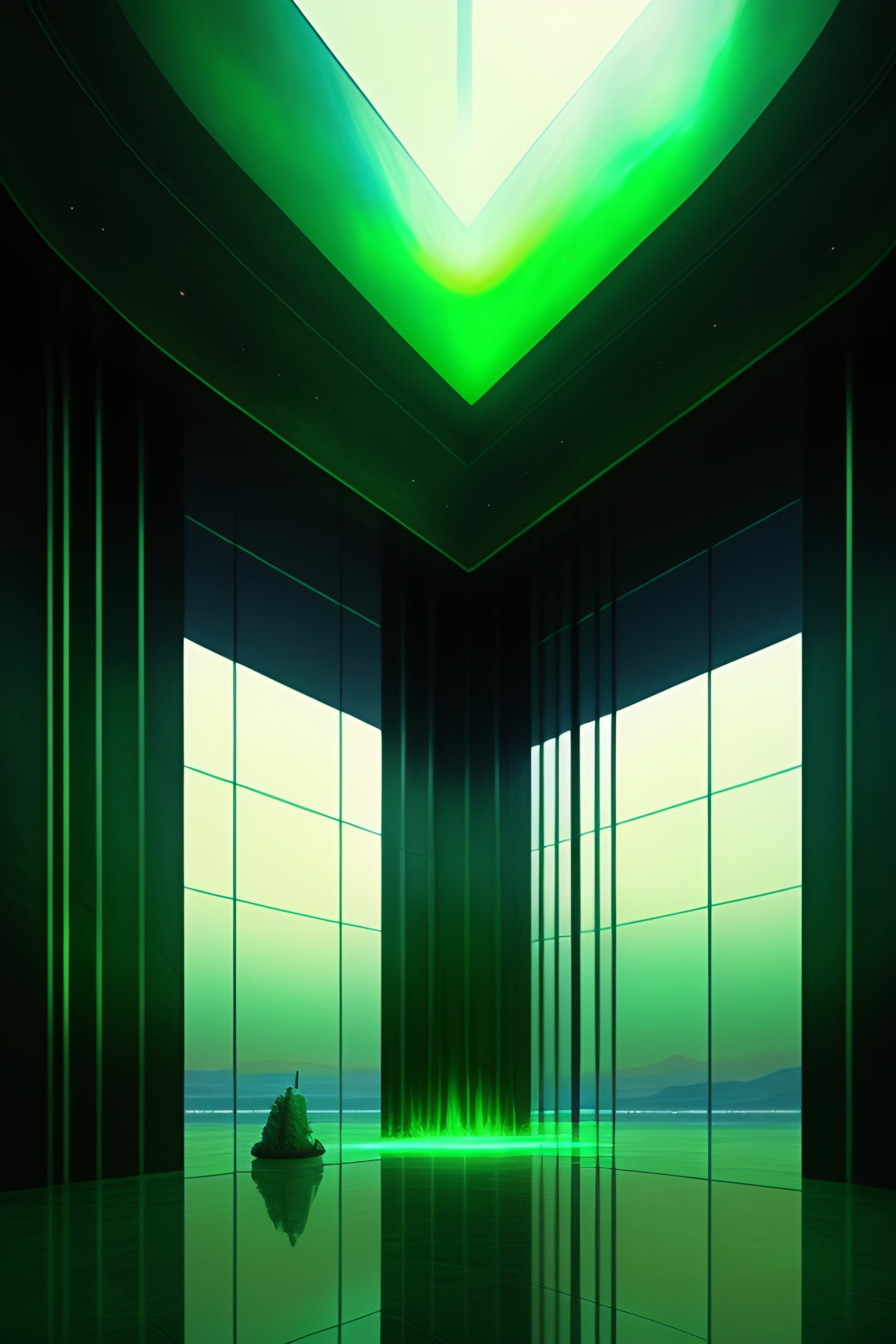 Lexica - A green shiny monolith of glass in a vast starwars control ...