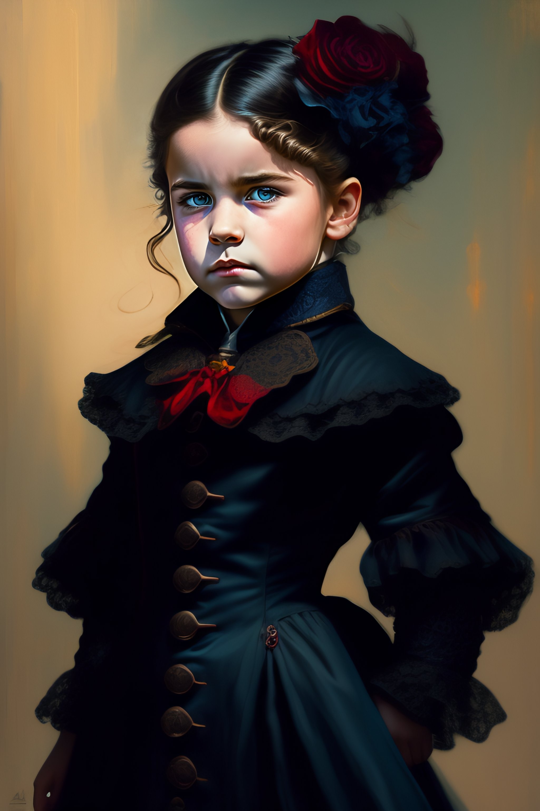 Lexica - A portrait of poor crazy mad aggressive child in old used ...