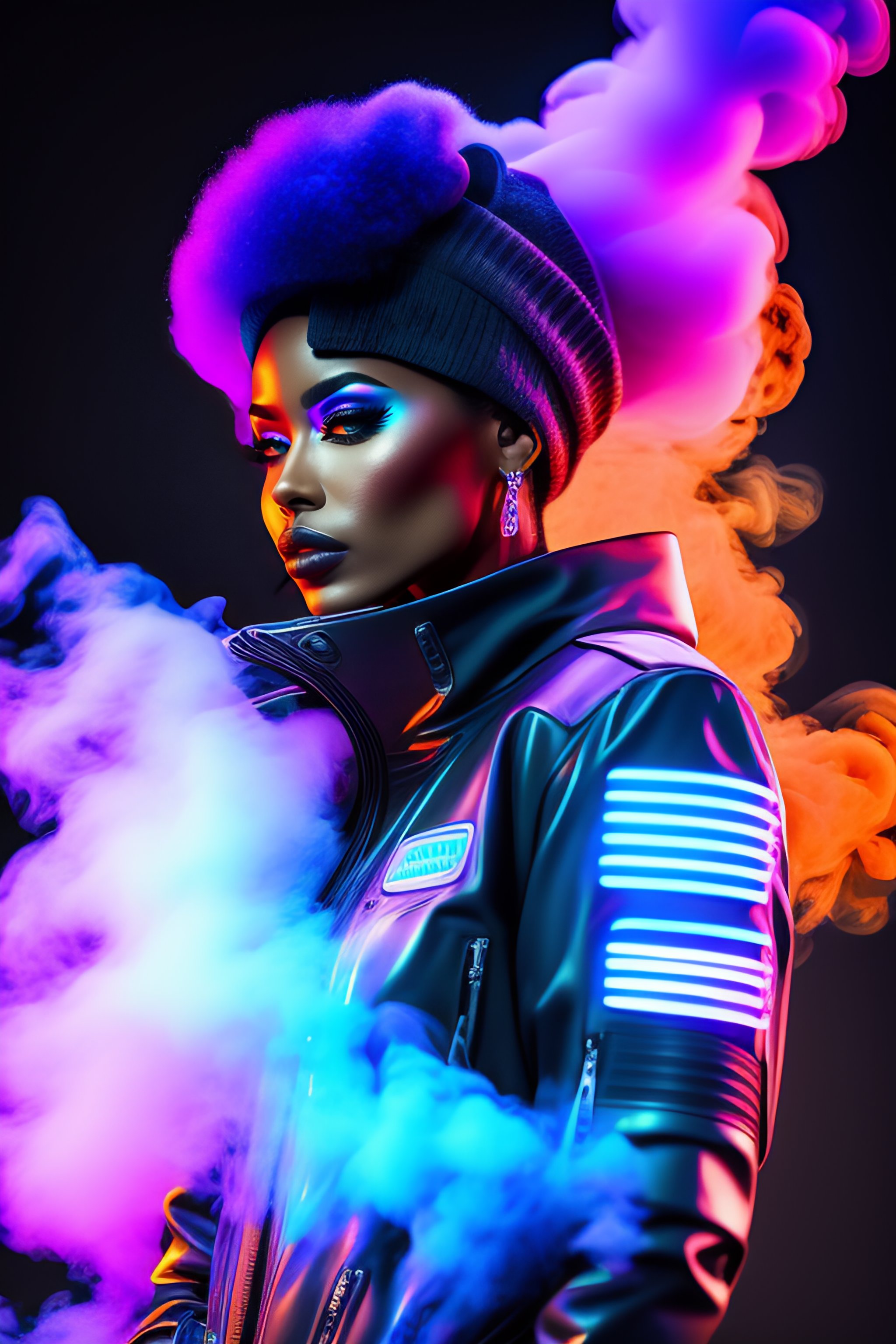 Lexica - "magic smoke" logo design puff vape desert neon cyber punk ...