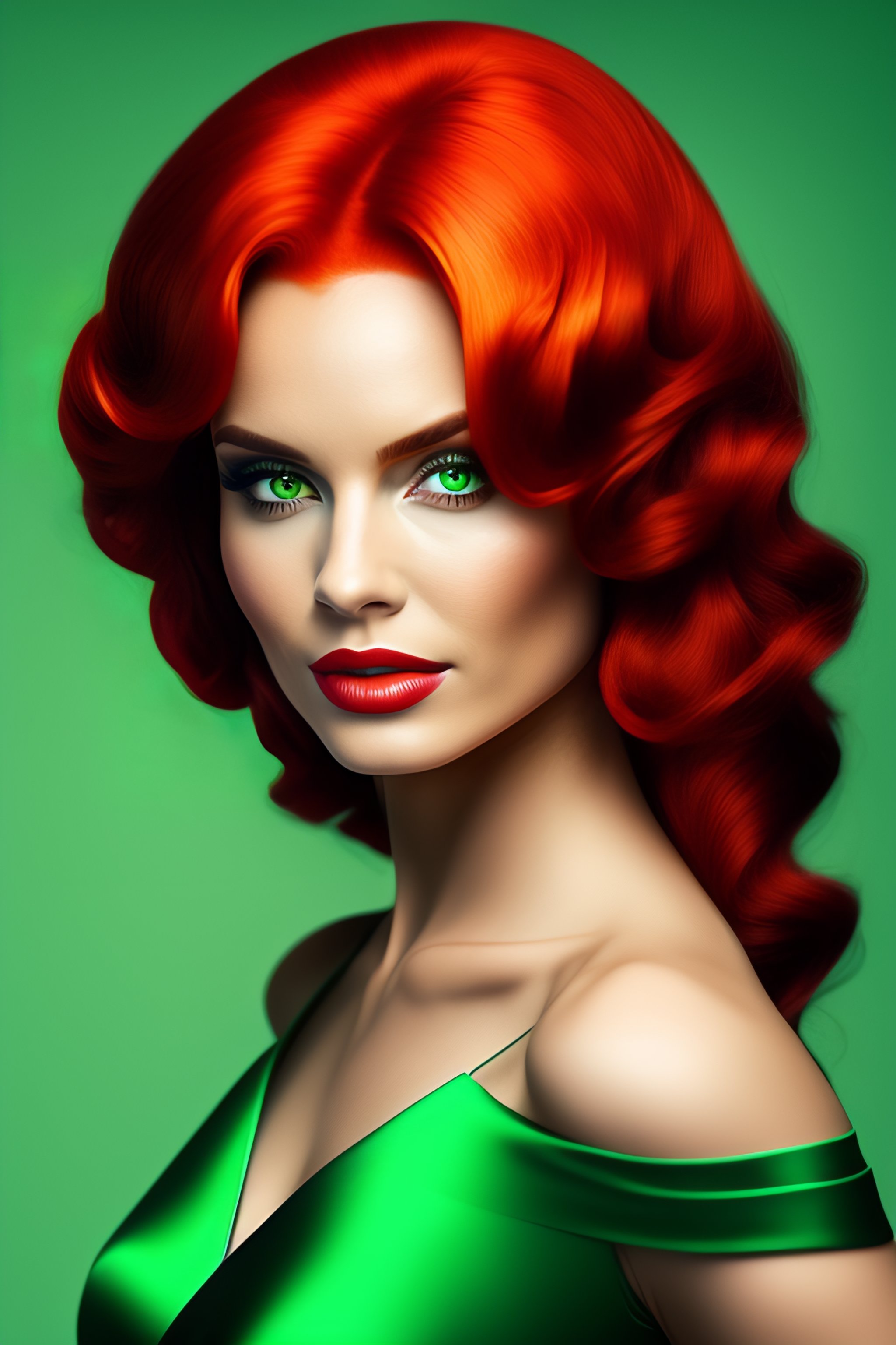 Lexica - Android women with red hair in green dress