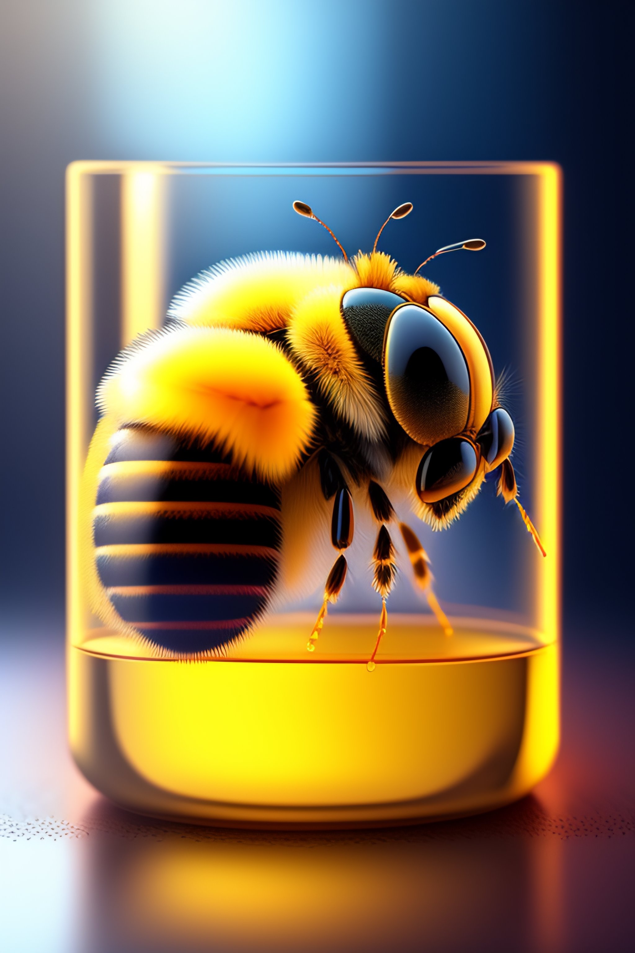 Lexica - A 3d render of a cute fuzzy pet bee insect dressed in a white ...