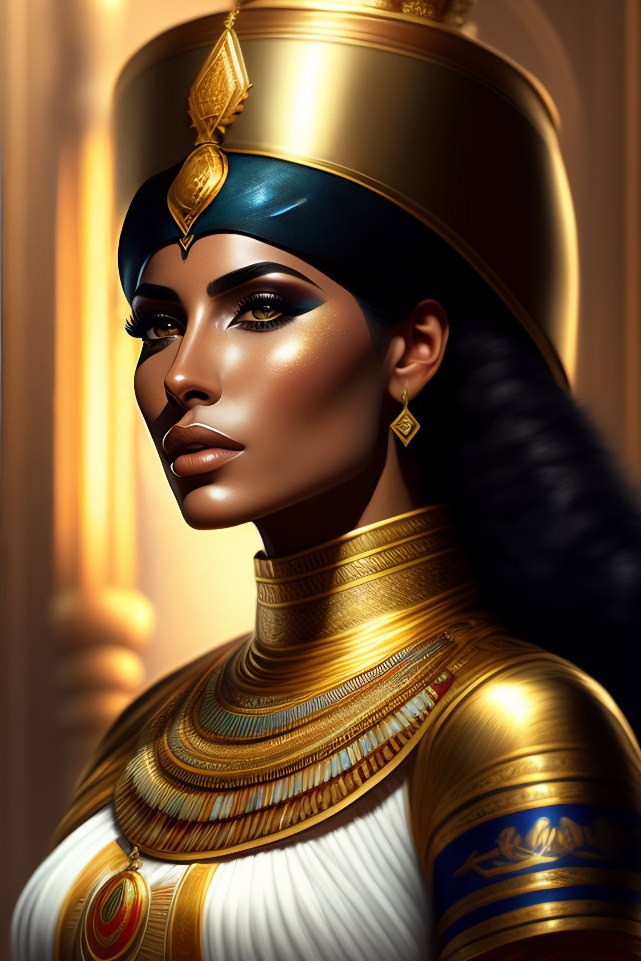 Lexica - Portrait of a egyptian Queen, royal guard clothing, elegant ...