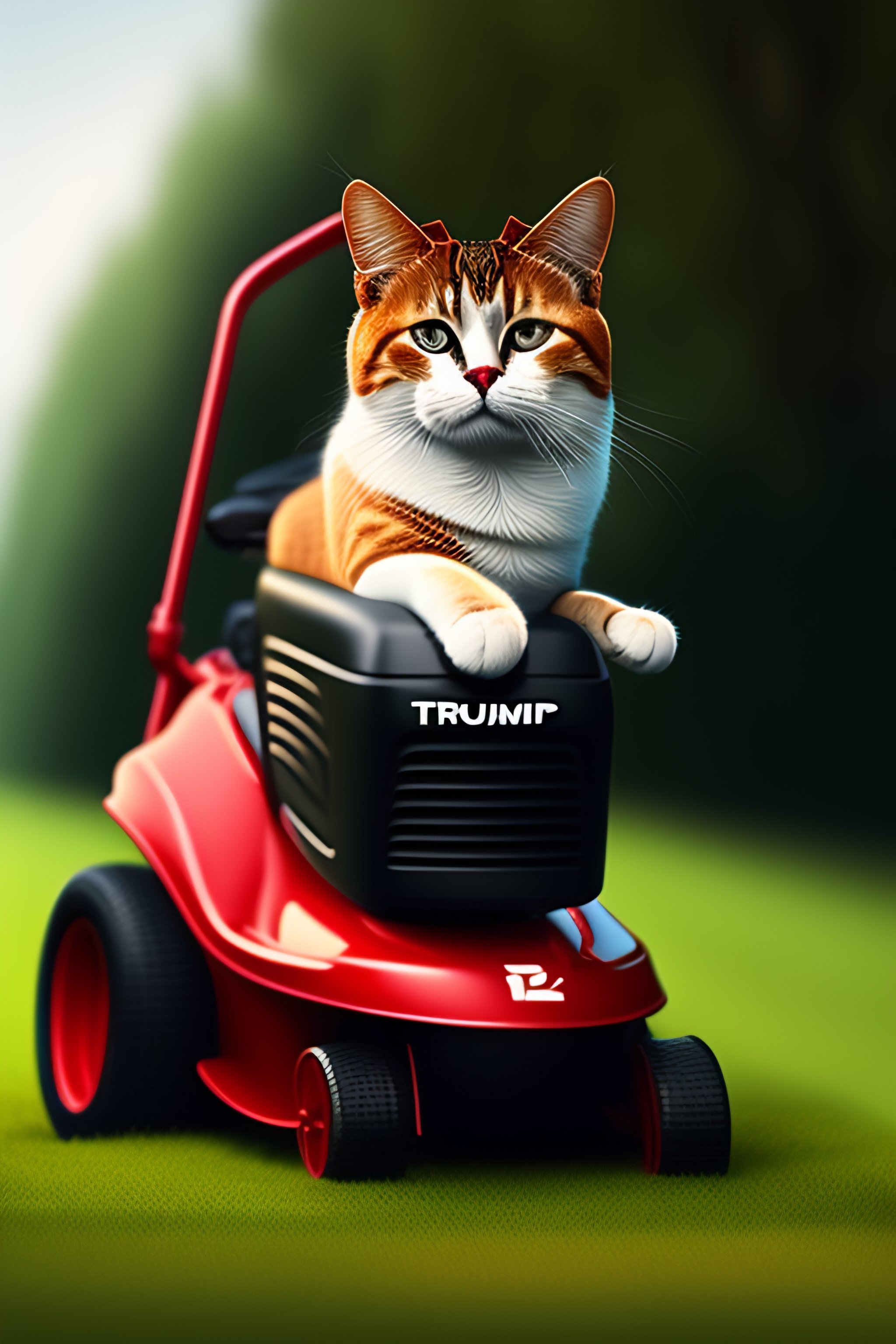 Lexica - Anti trump cat on a lawnmower