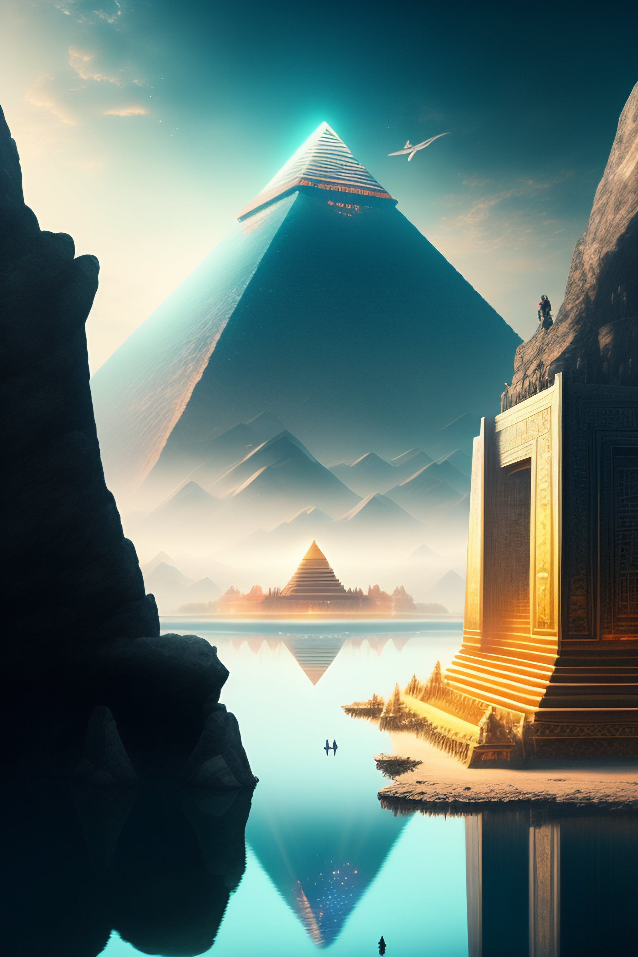 Lexica - A very distant view of one single white glowing magical great ...