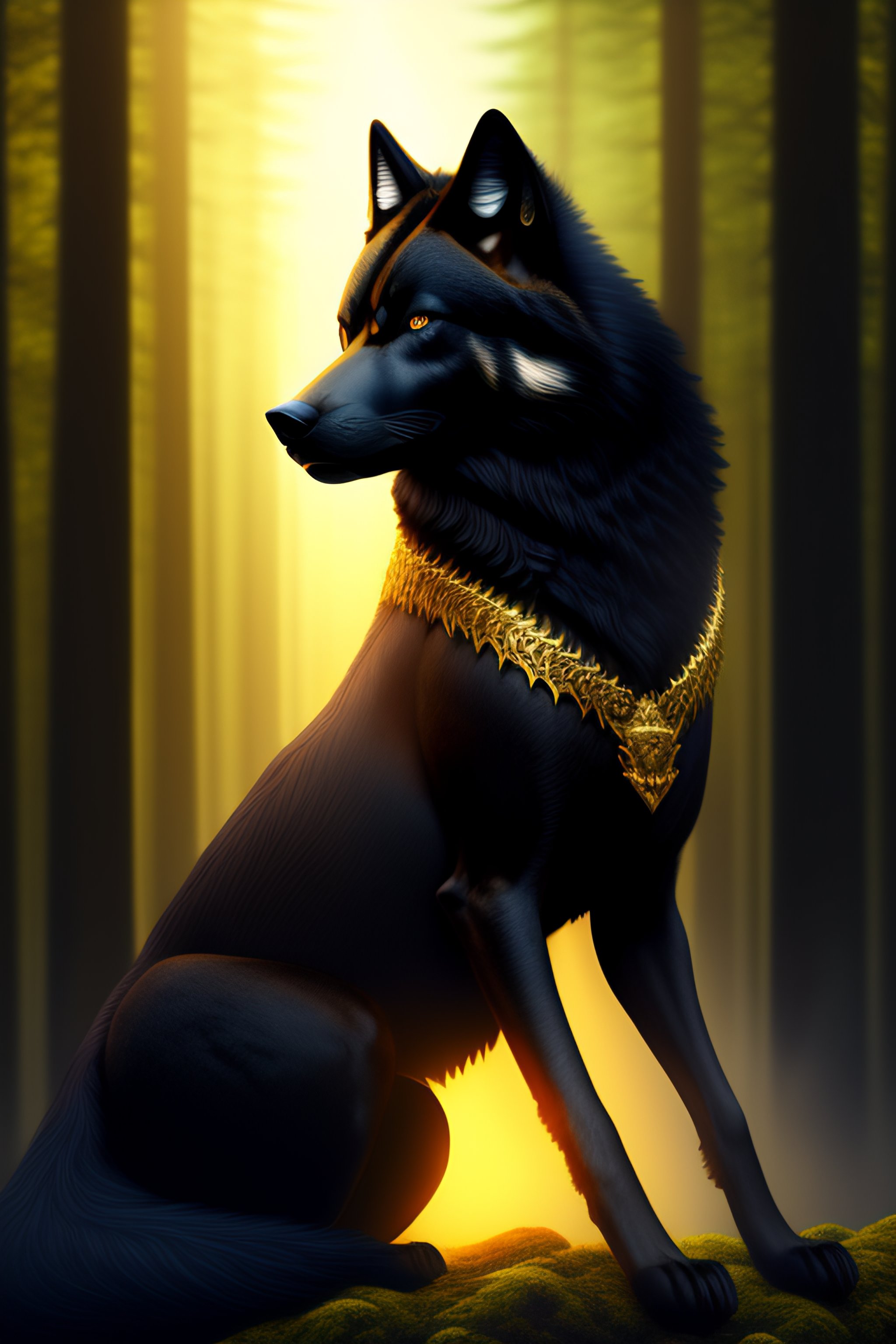 Black Winged Demon Wolf