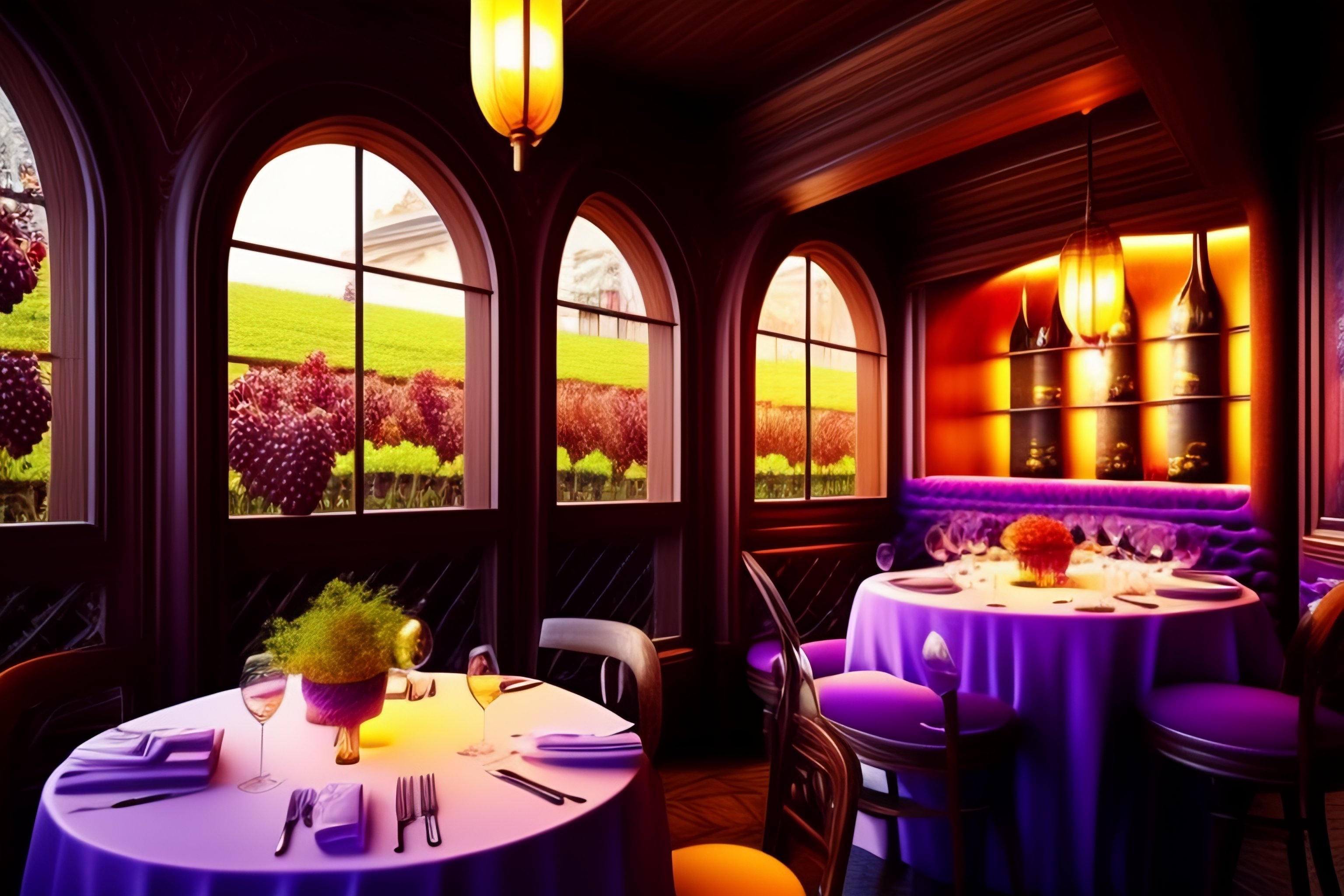 Lexica - Restaurant design::5, wine room, grape wine pot plants ...