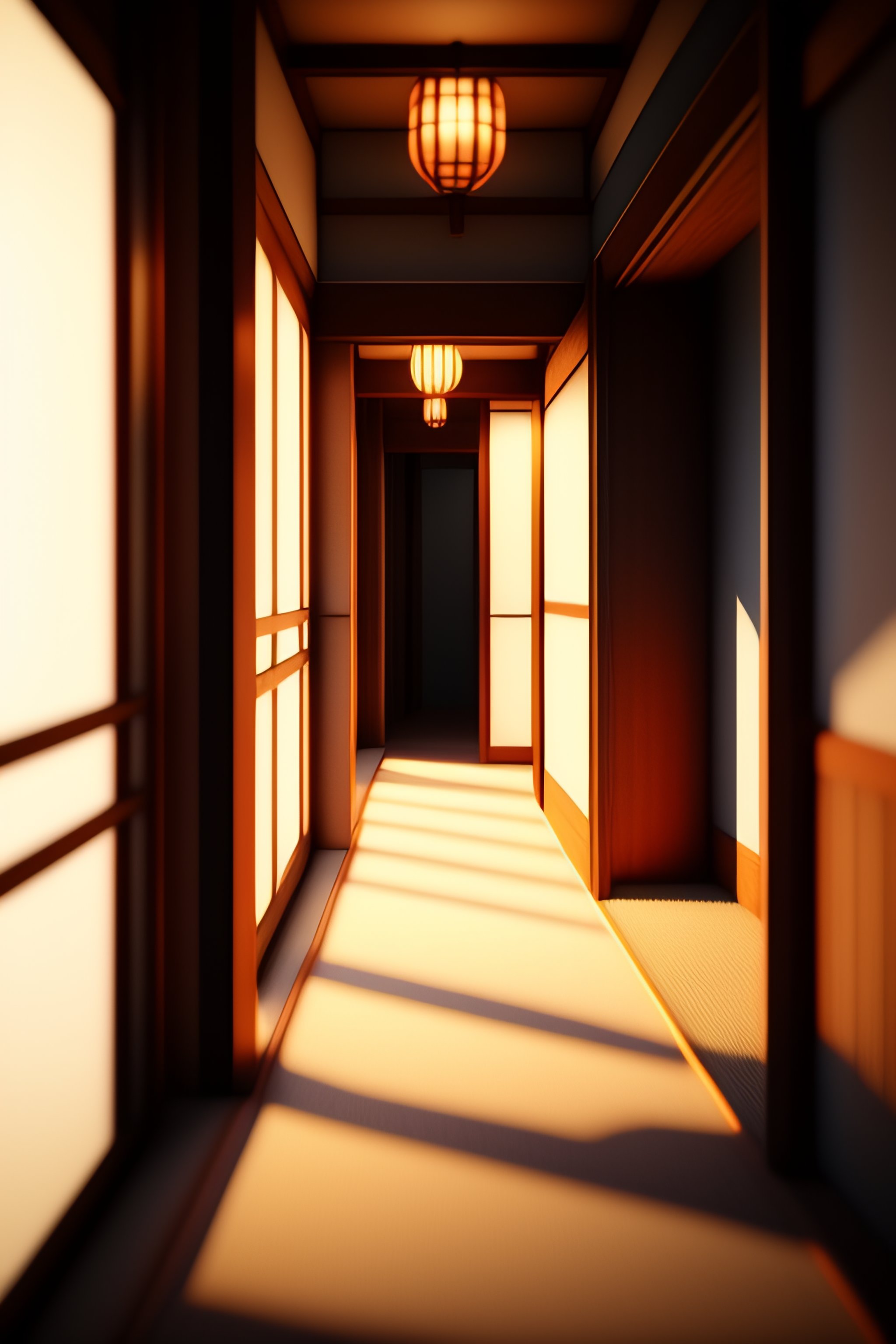 Lexica - Still photo of a japanese hallway with sliding doors, highly ...