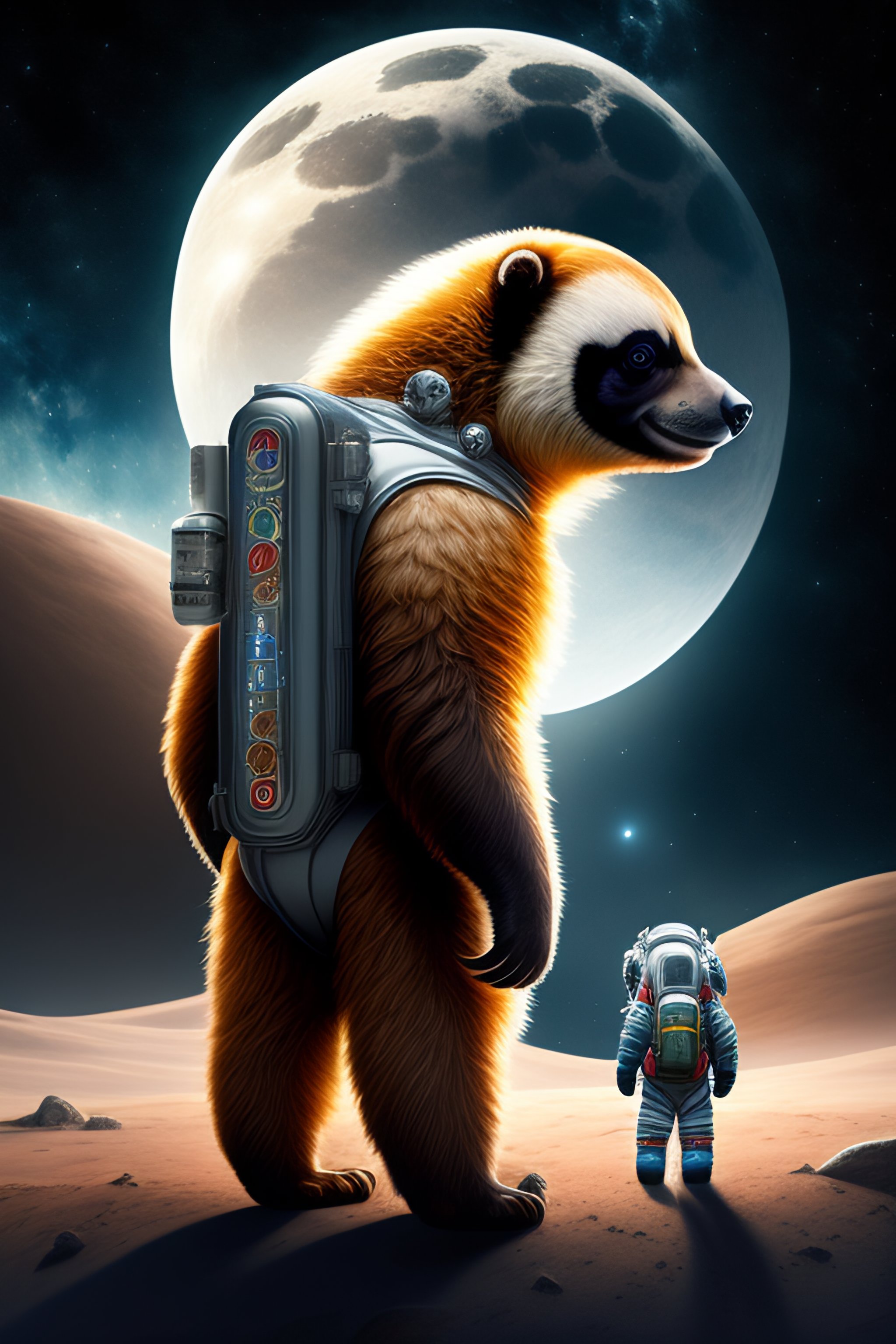 Lexica - A wolverine in a space suit next to a sloth in a space suit on ...