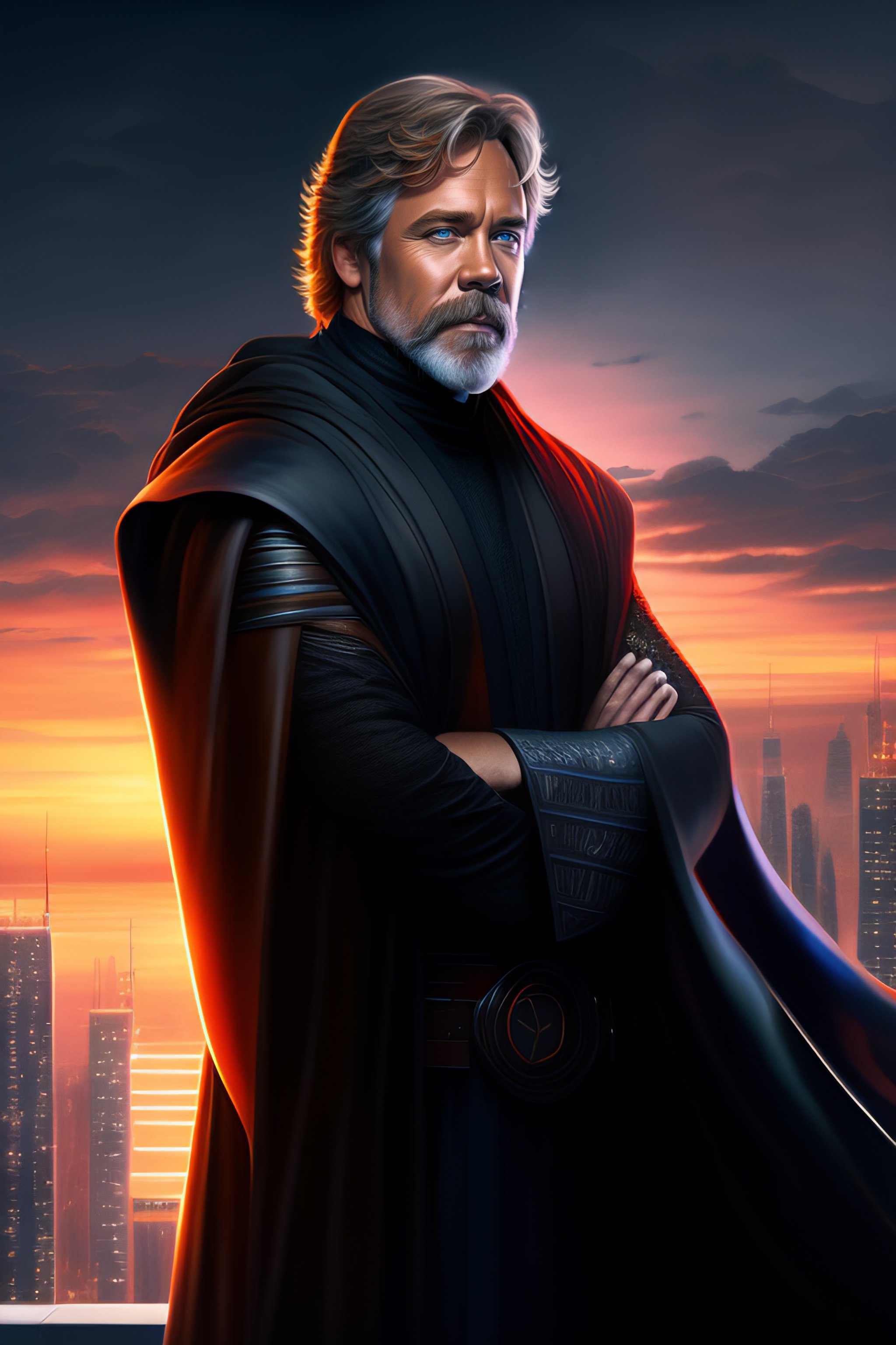 Lexica - Portrait of luke skywalker wearing a black jedi tunic on a ...