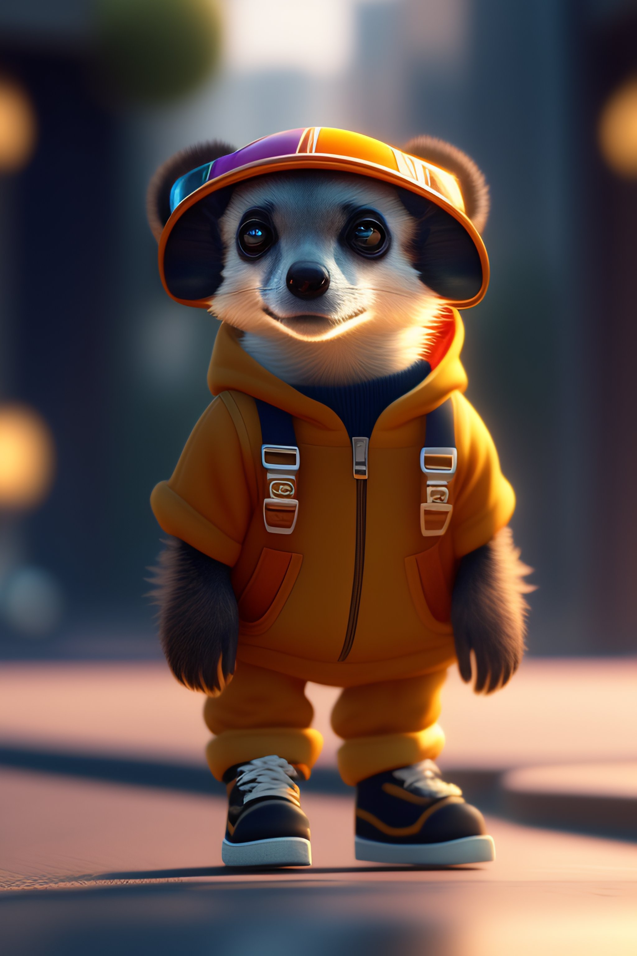 Lexica - Cute little humanoid suricate, dressed with dungarees, shoes ...