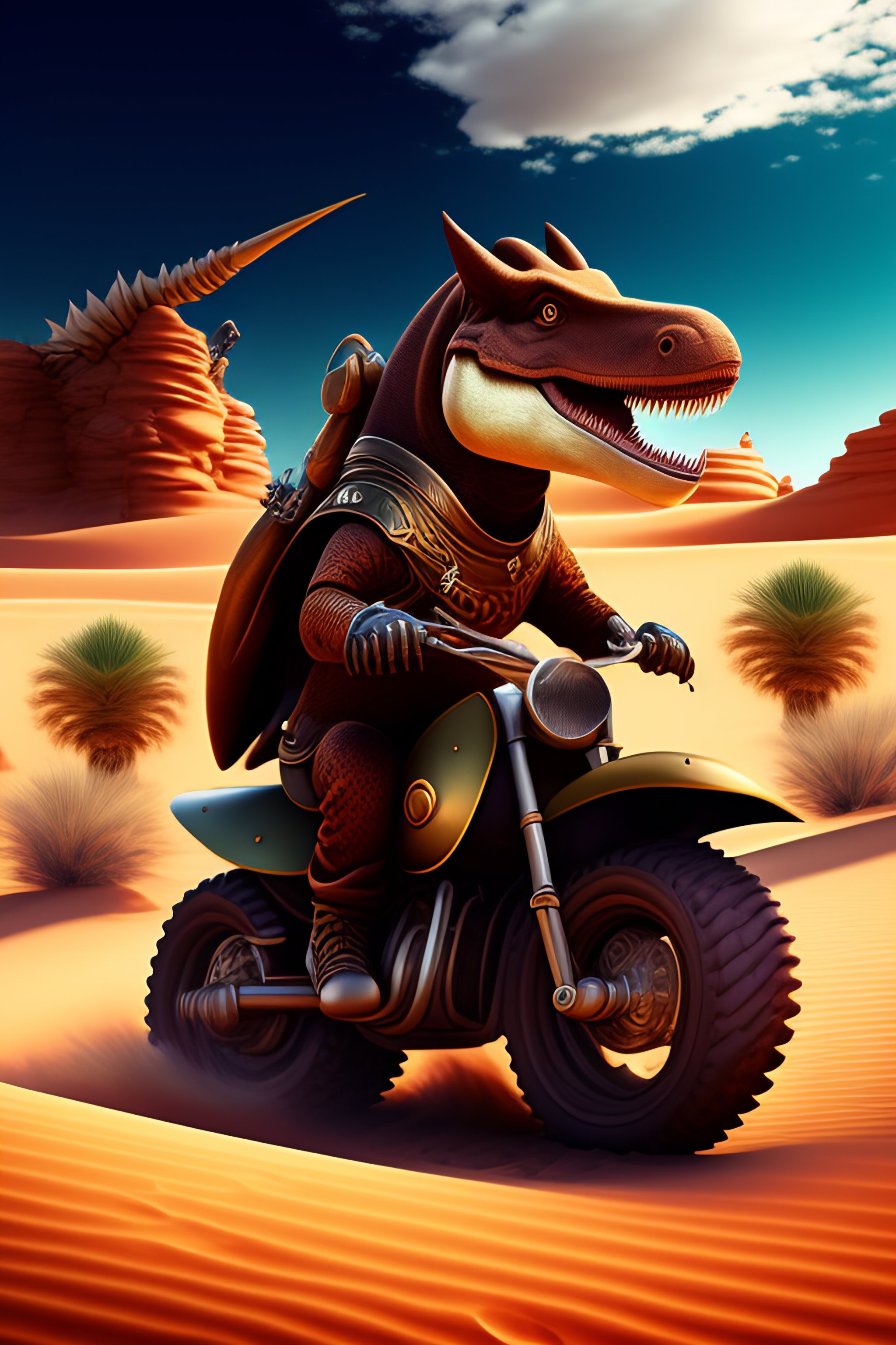 Lexica - Wallpaper dino hero in desert