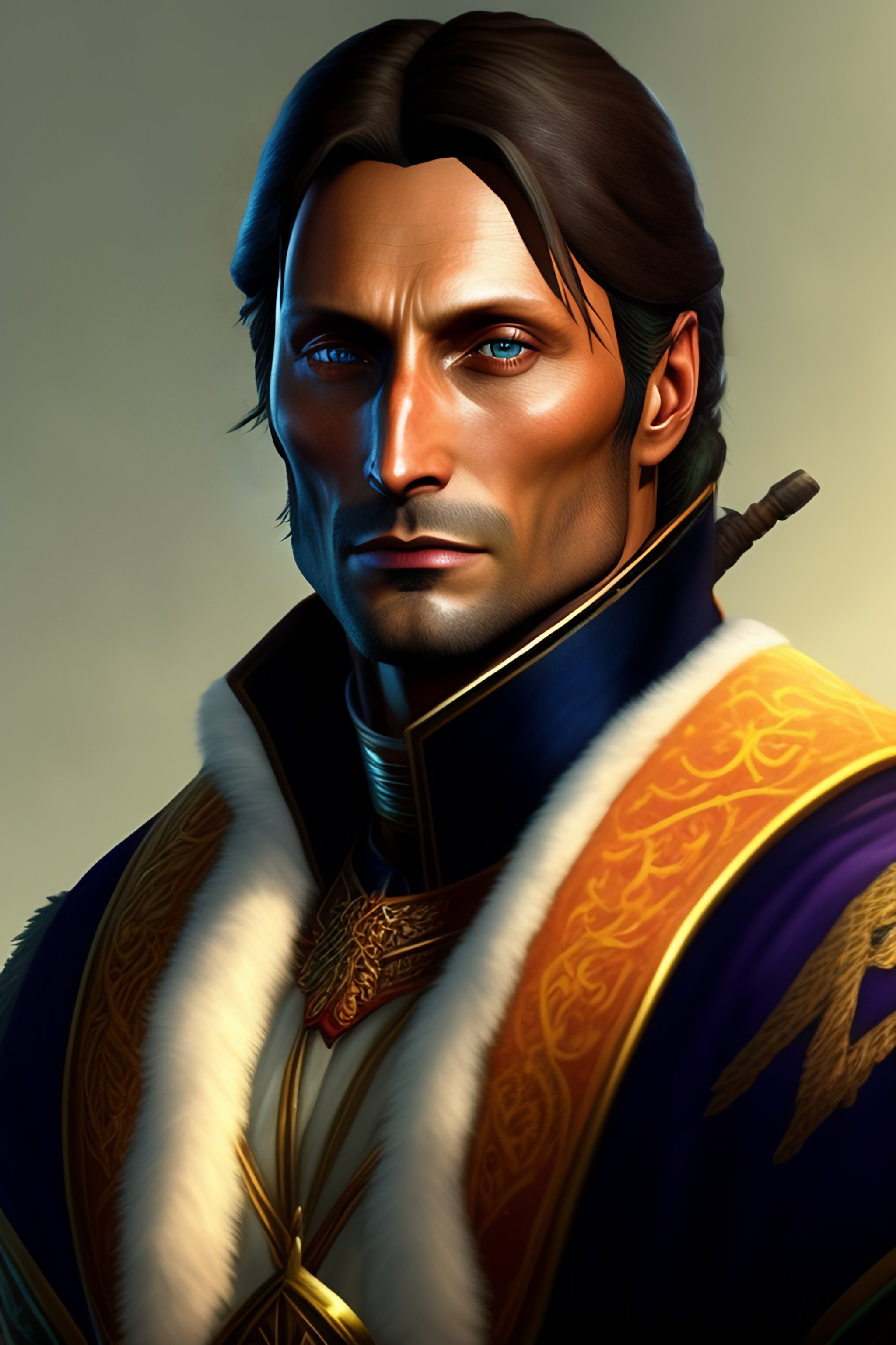 Lexica - Mads Mikkelsen as a Human Fighter in the style of a Baldurs ...