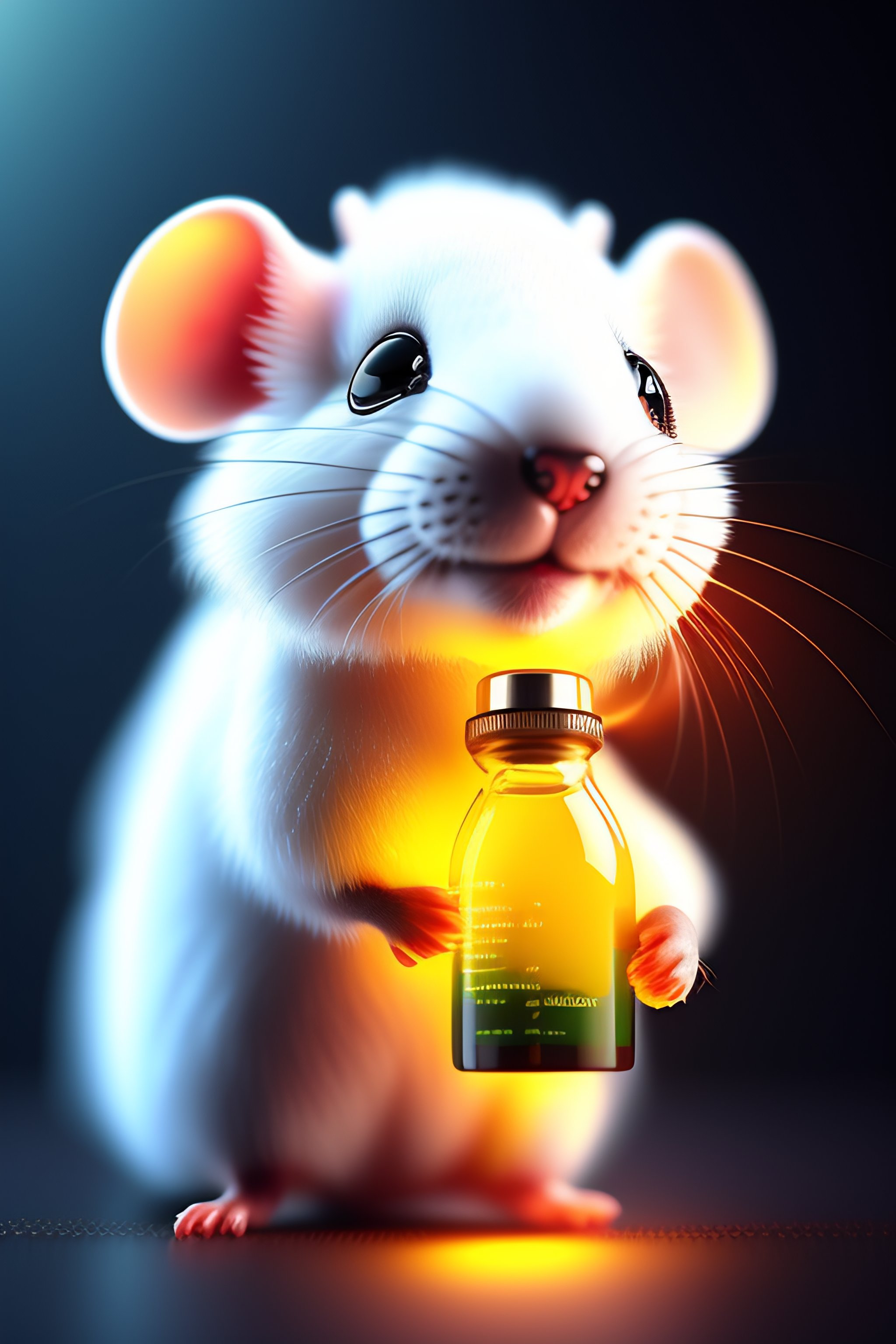 Lexica - A 3d render of a cute fuzzy pet rat dressed in a white lab ...