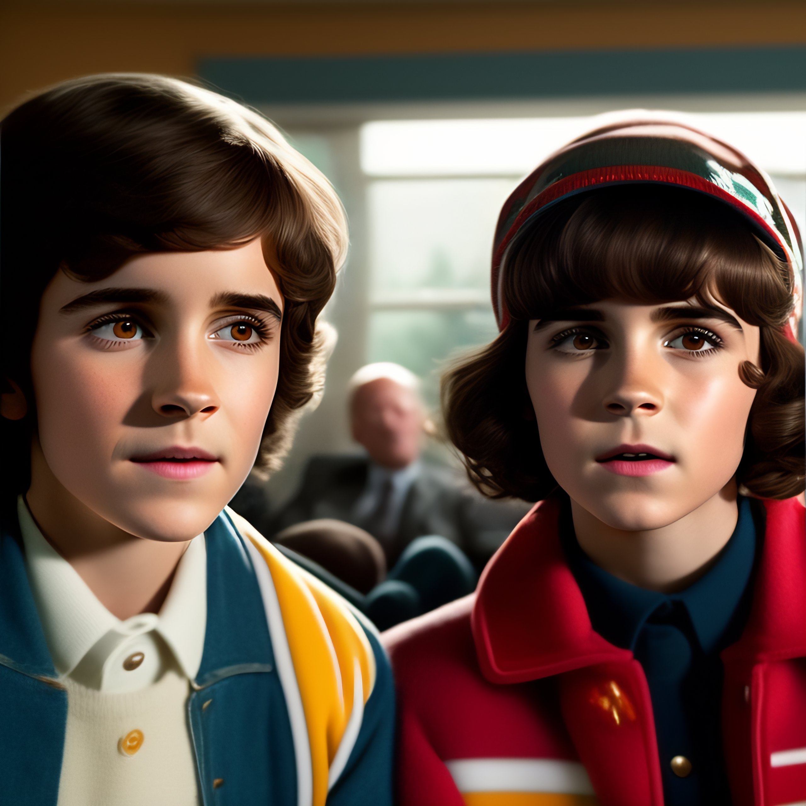 Lexica - Brother and sister on couch, stranger things, Emma Watson as ...