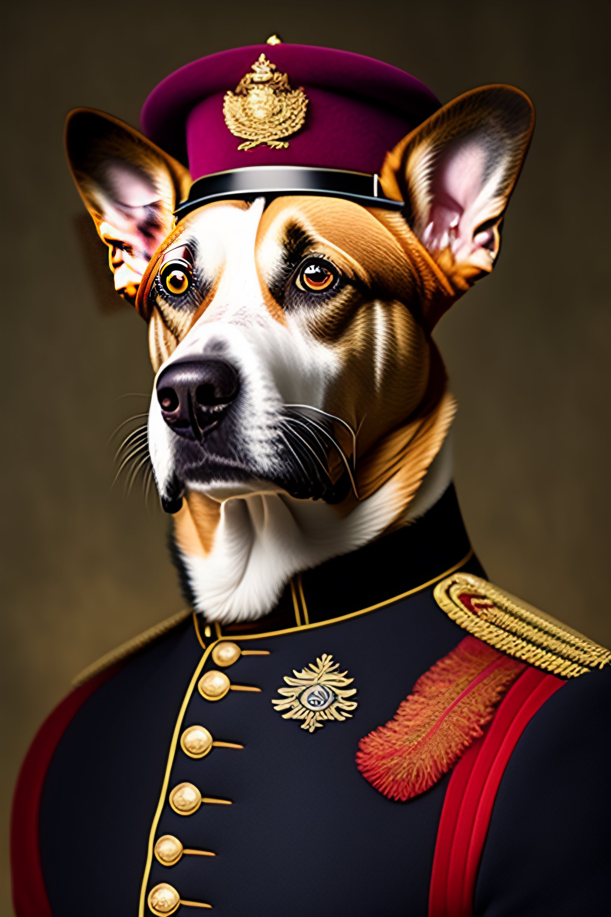 Lexica - Portrait of dog wearing soldier uniform, Victorian era portrait
