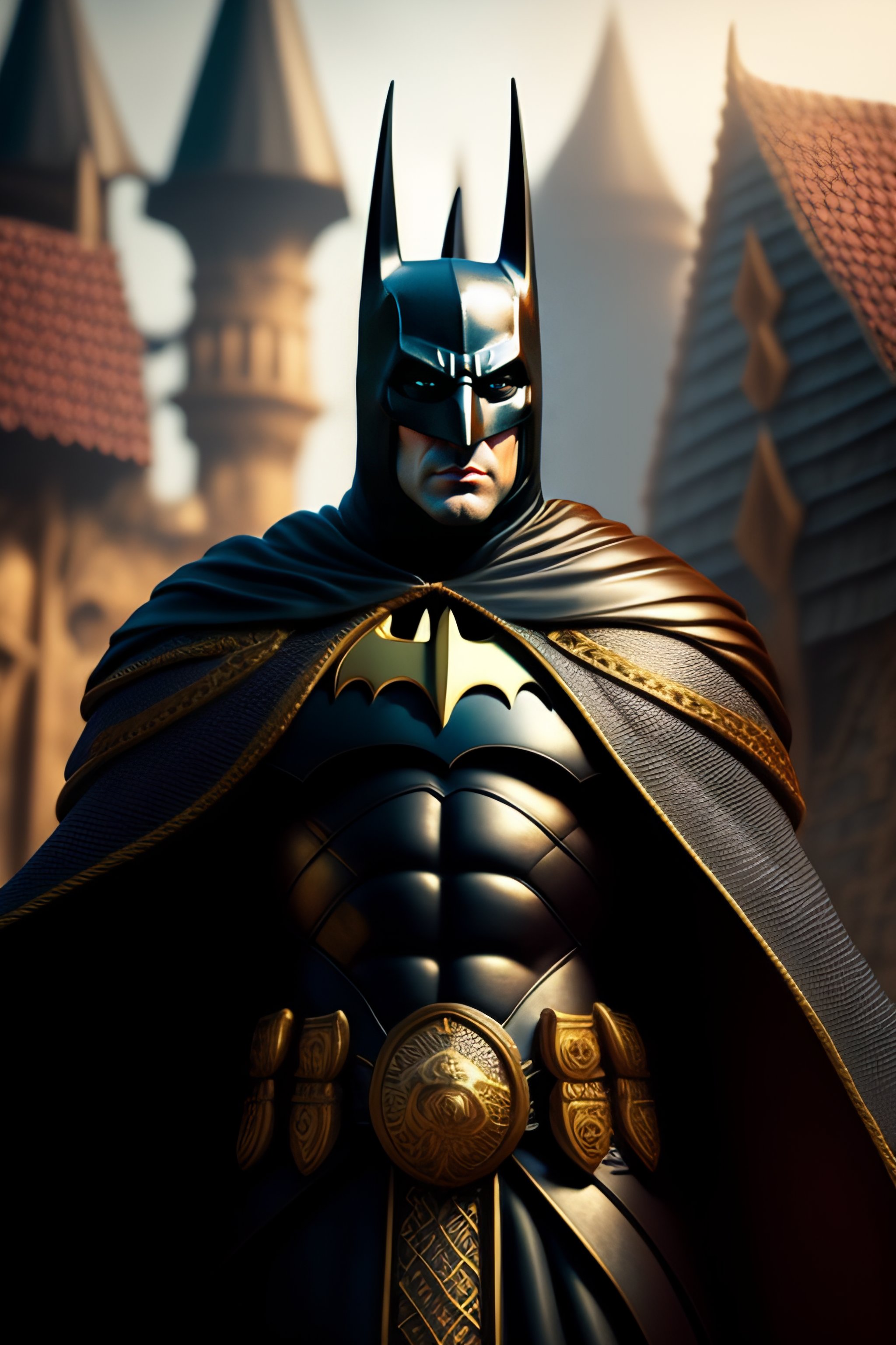 Lexica - Medieval batman, medieval city at the back