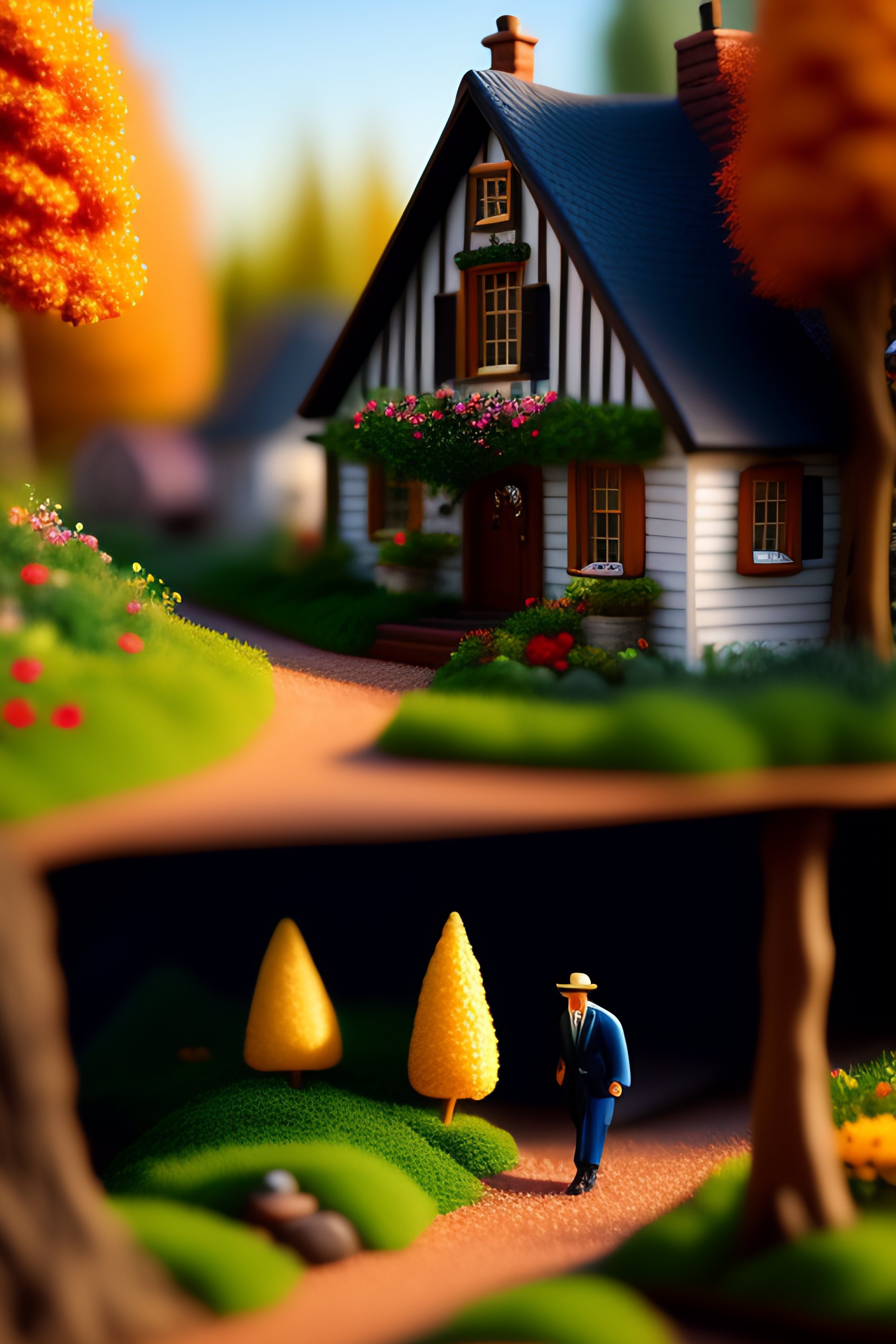 Lexica - Realistic miniature diorama village in North America, wooden ...